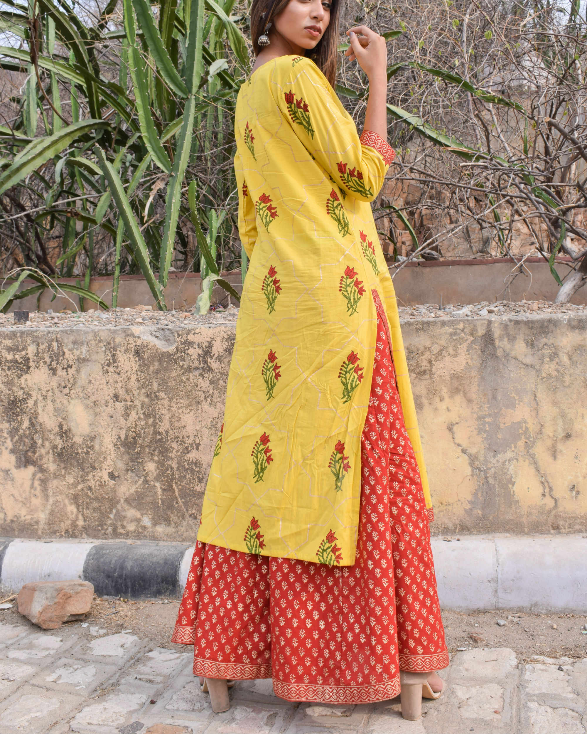 Yellow kalidar set by Chokhi Bandhani | The Secret Label