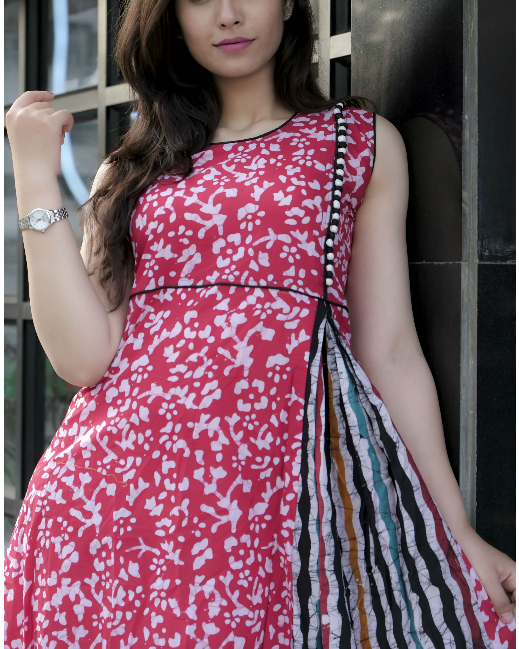Pink textured batik dress by Fashion Floor India | The Secret Label