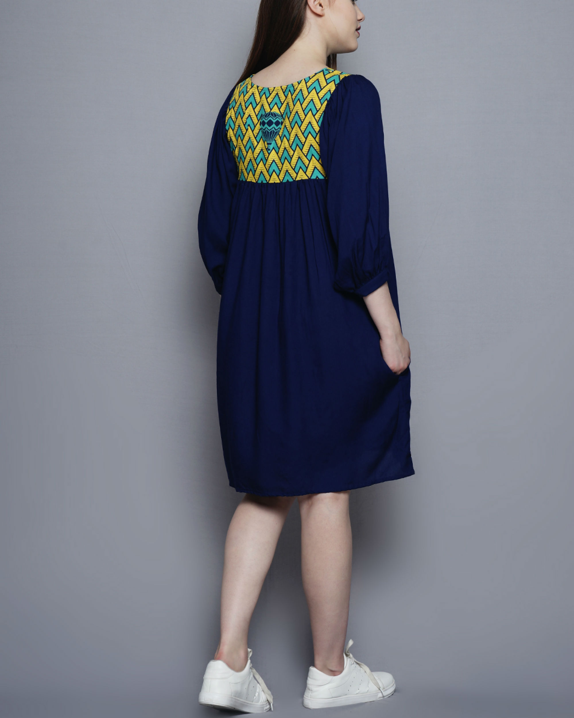 Printed yoke gathered dress by UNTUNG | The Secret Label