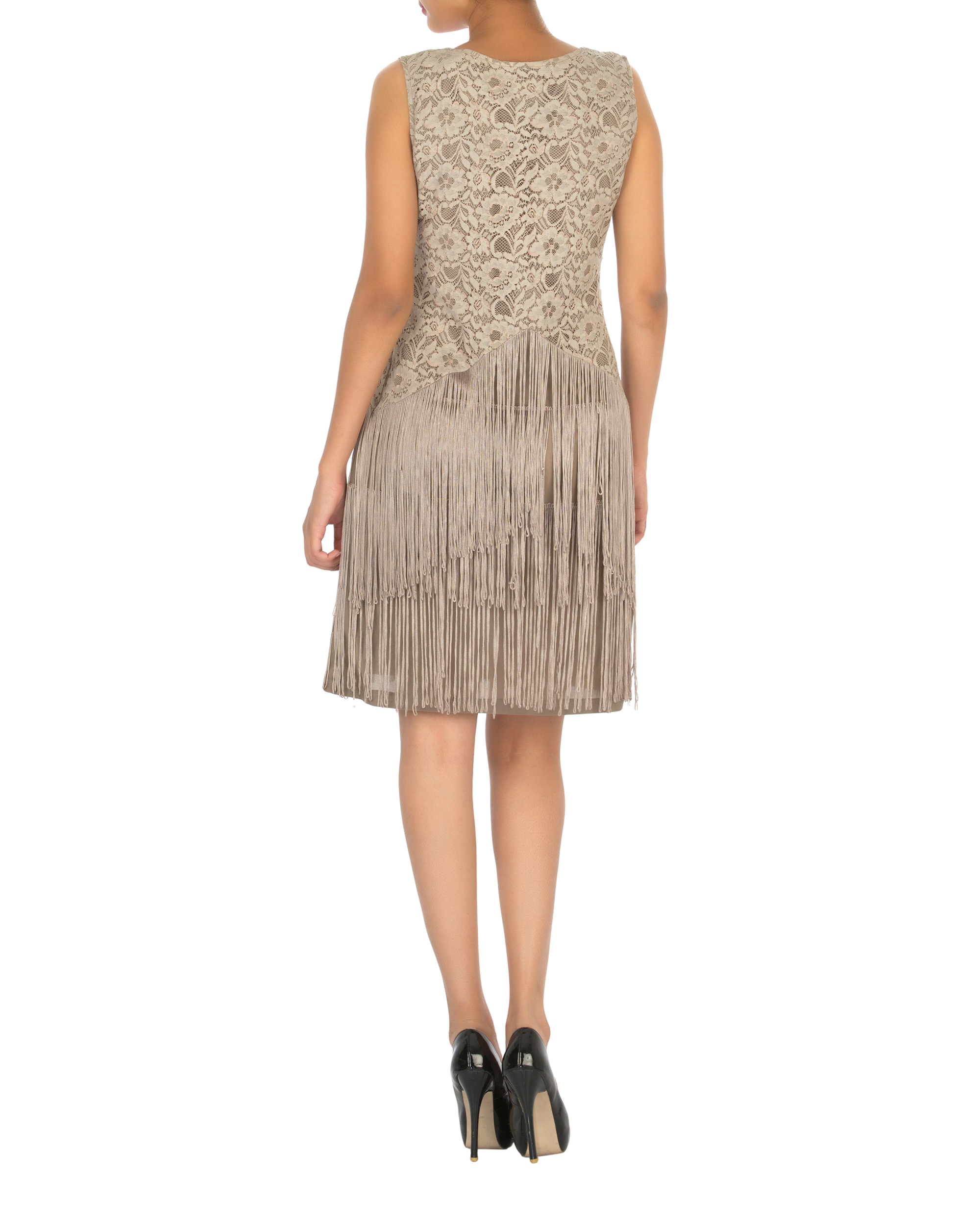 Ash grey dress with tassels by RSVP | The Secret Label