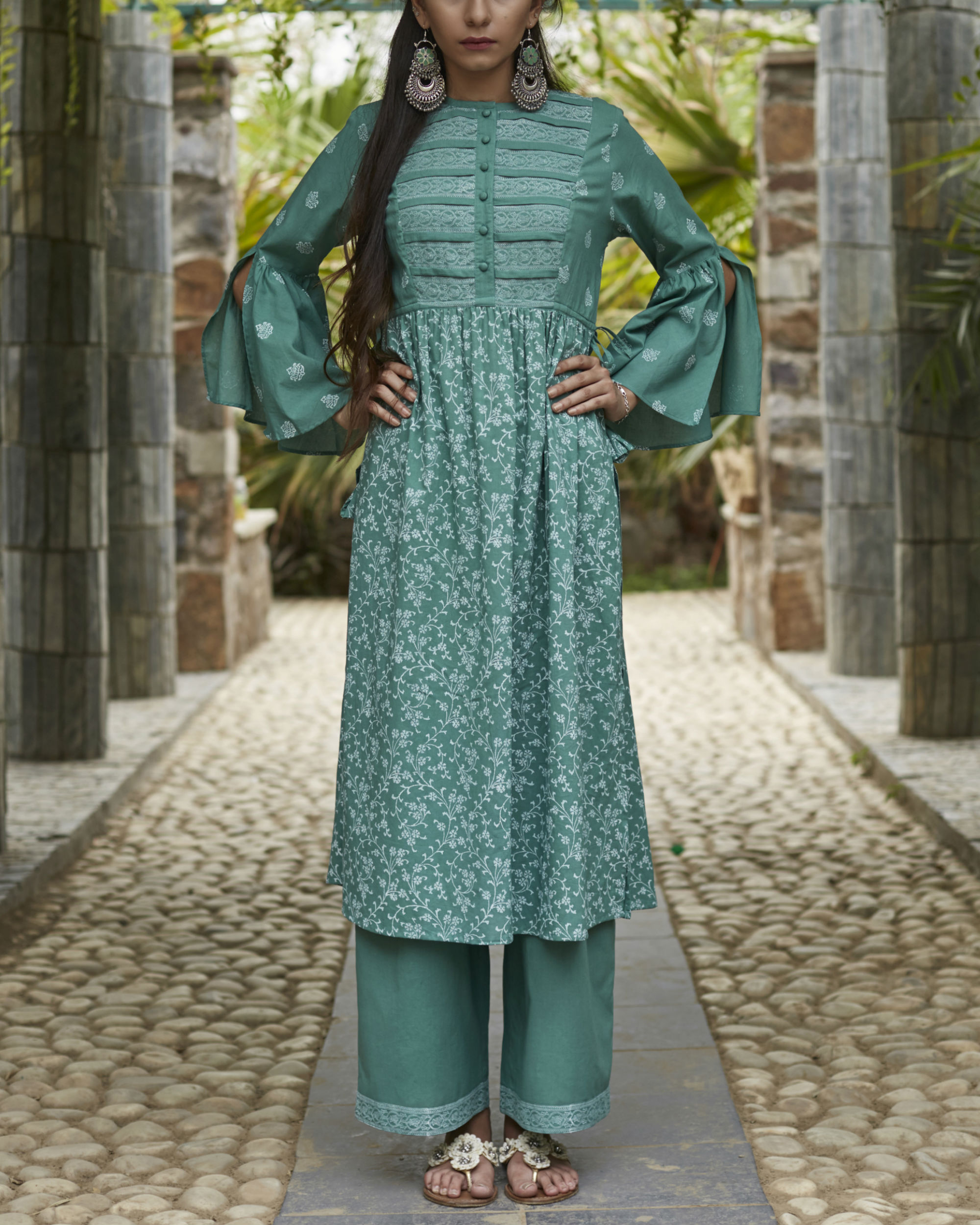 Fern green sriya set with dupatta by Ekanya | The Secret Label
