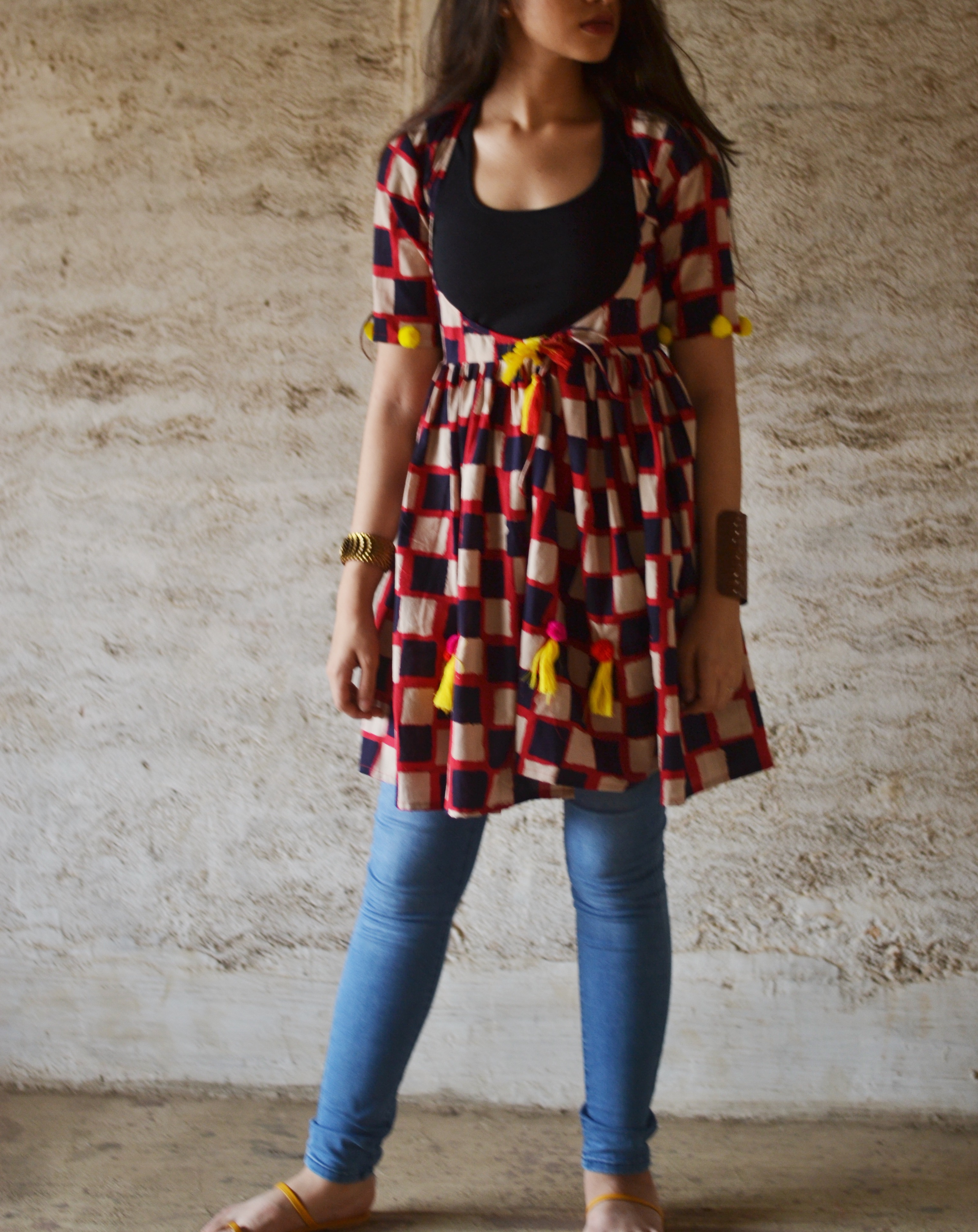 Blue white square koti by Tie & Dye Tale | The Secret Label