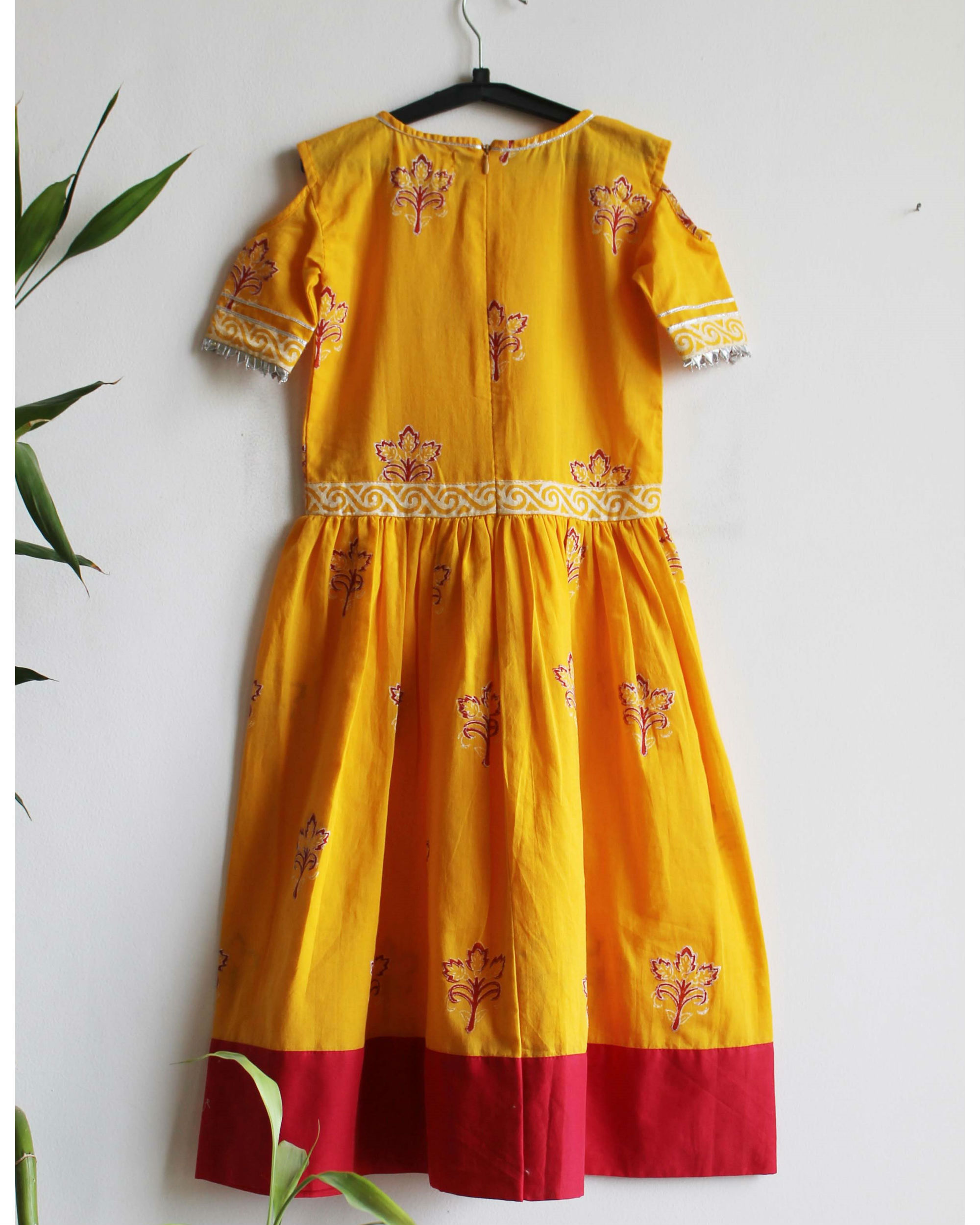 Mustard red border dress by Free Living | The Secret Label
