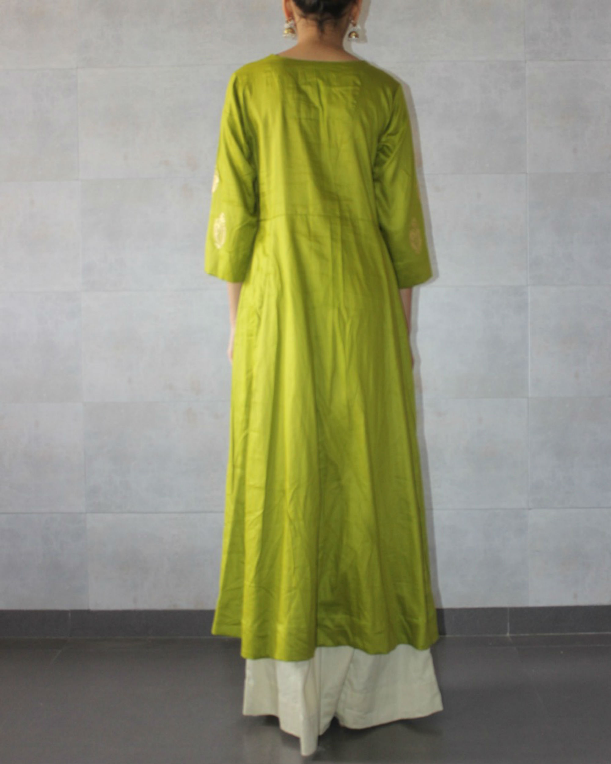 Green side slit kurta by The Label Studio | The Secret Label