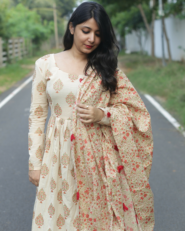 Block printed anarkali by The Anarkali Shop | The Secret Label