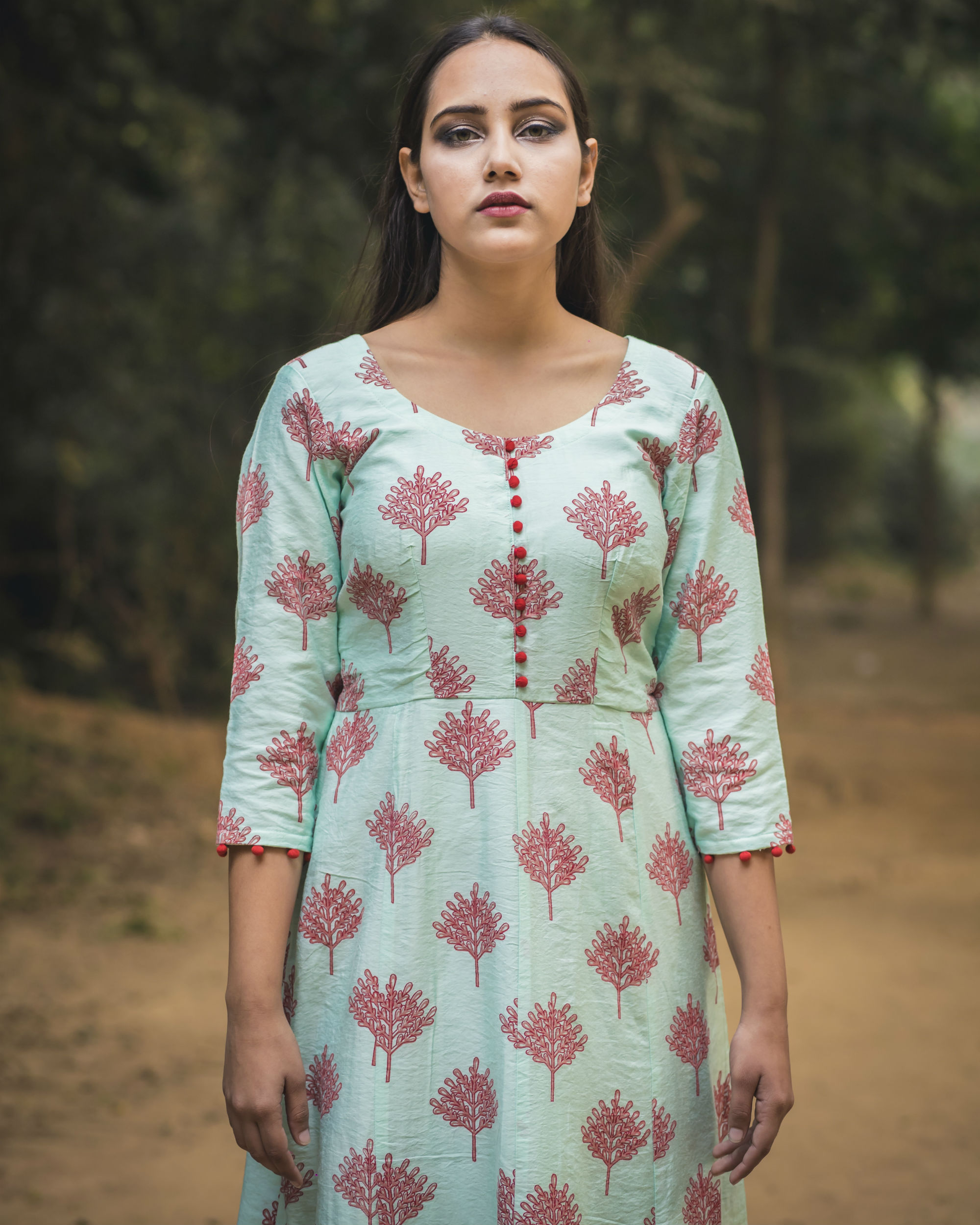 Pastel blue printed dress by Noor By Nikita Jain | The Secret Label