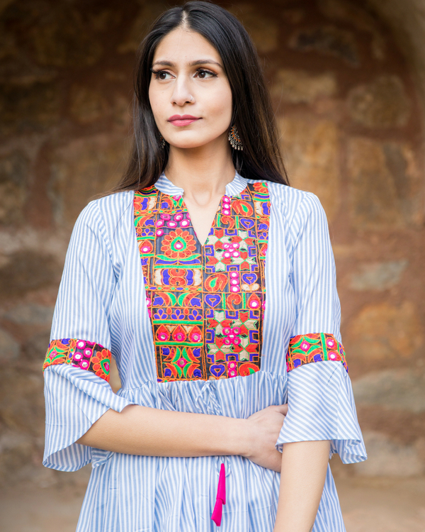 Blue embroidered short kurta with pants by Empress Pitara | The Secret ...