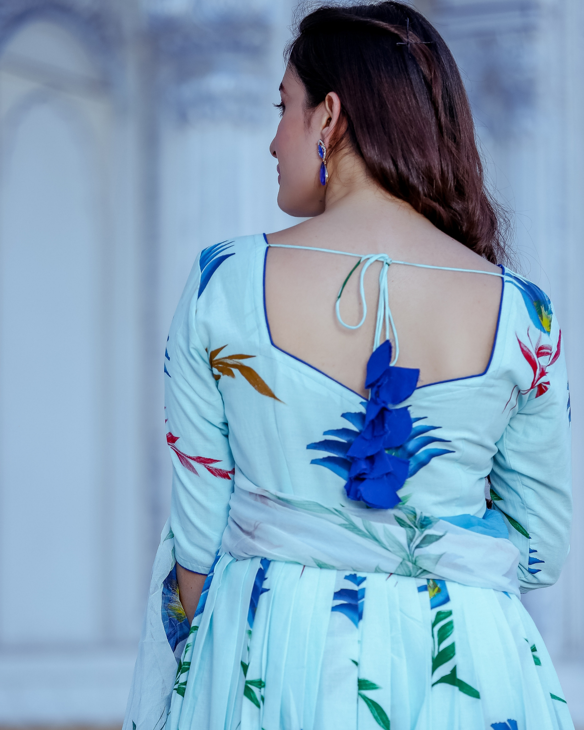 Sky blue lotus suit set - Set Of Three by Floral Tales | The Secret Label