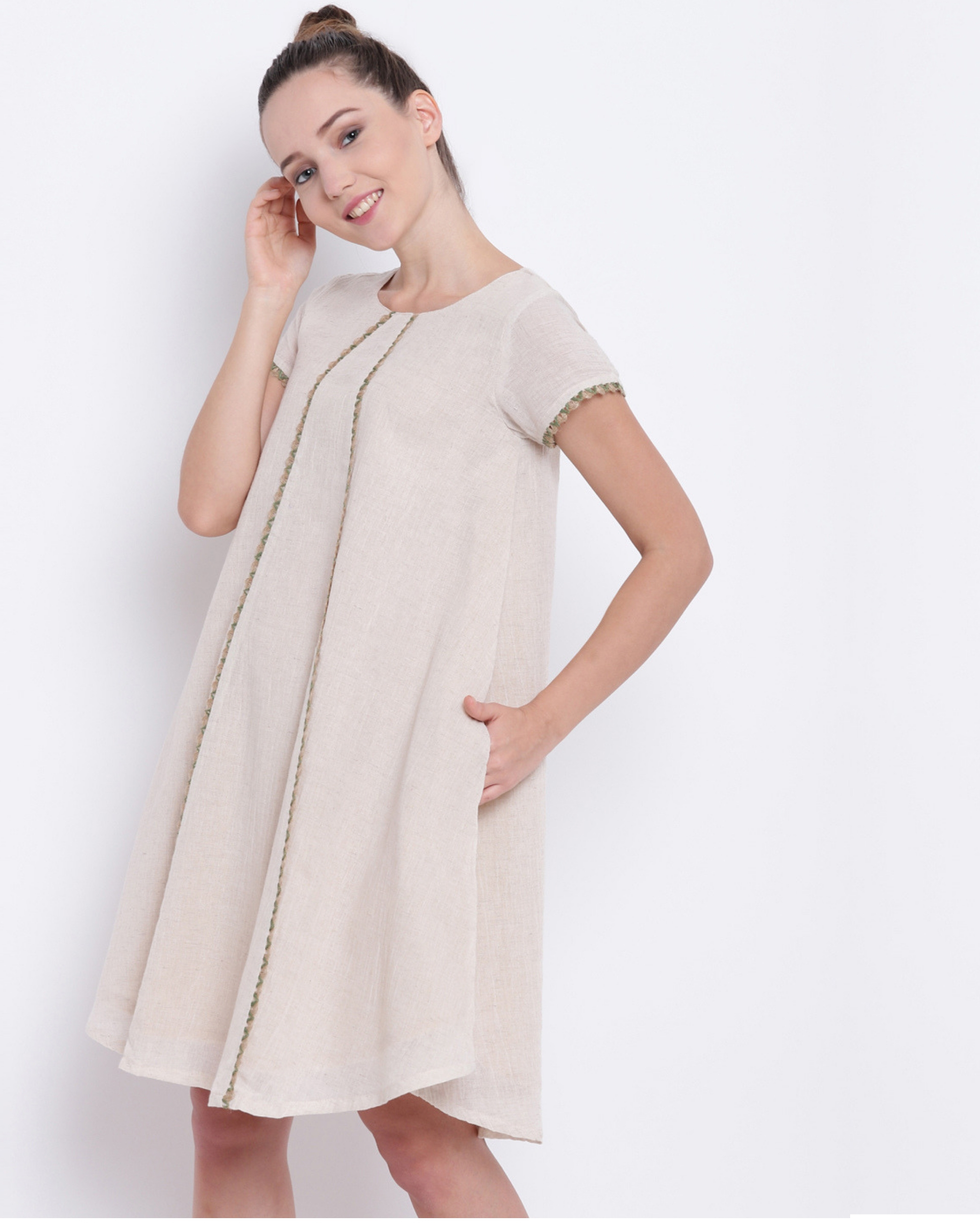 Cotton jute lace detailed dress by trueBrowns | The Secret Label