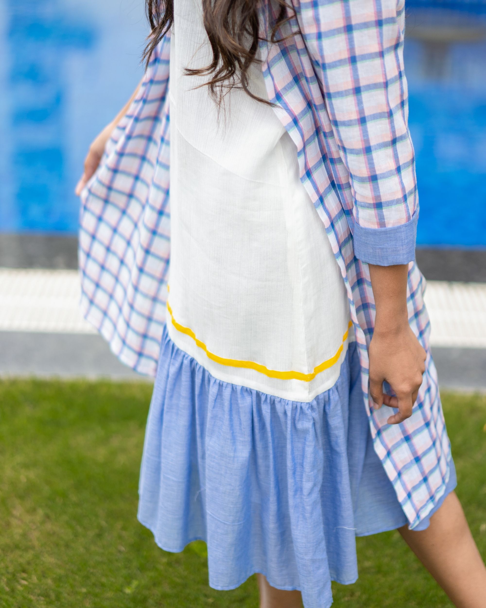 Ruffled layered jacket dress - set of two by The Patakha Closet | The ...