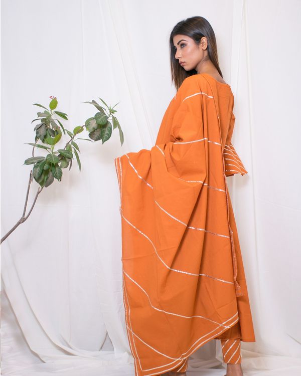 Rust colored suit- set of three by Chokhi Bandhani | The Secret Label
