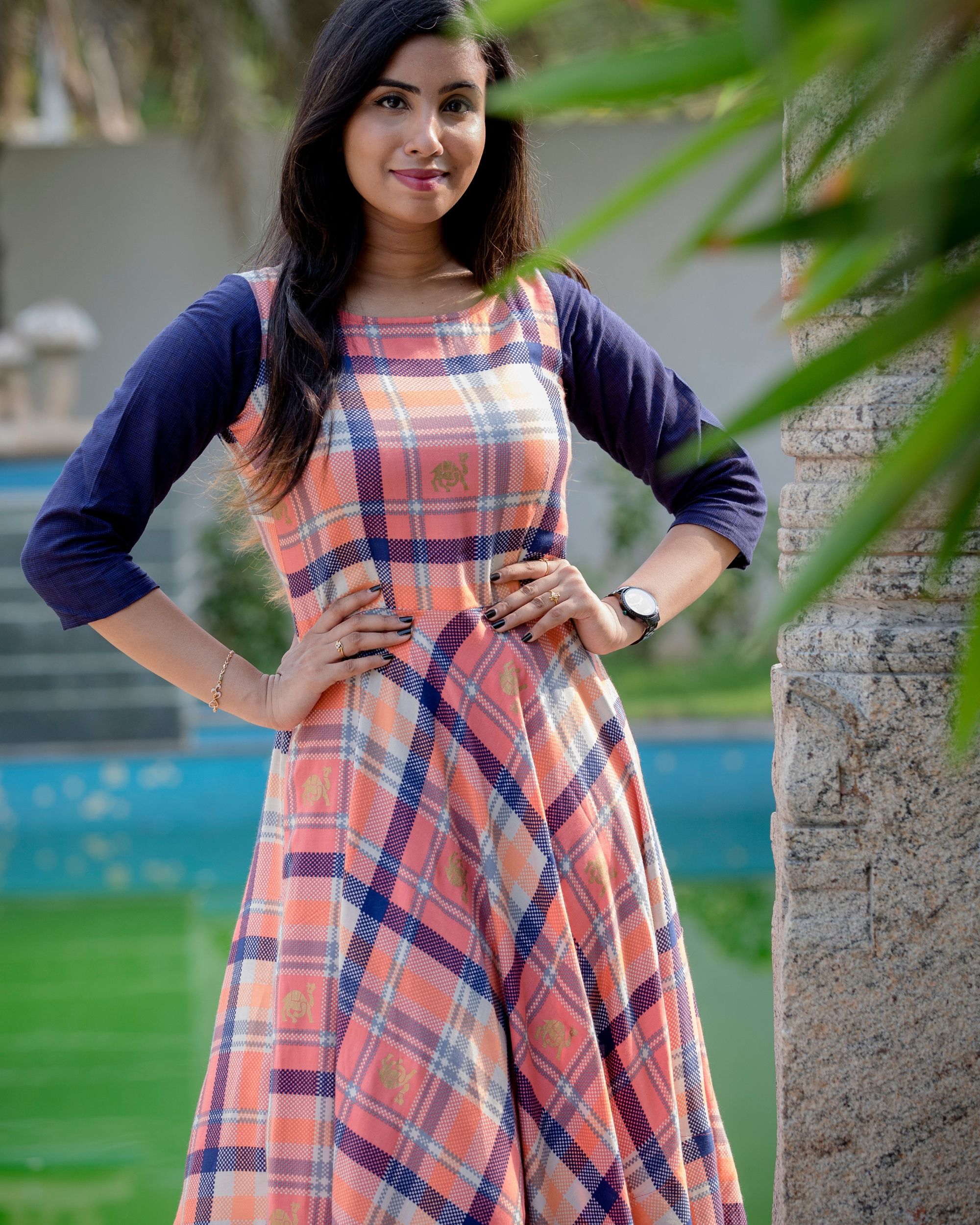 Olive peach high low dress by The Anarkali Shop | The Secret Label