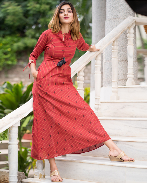 Brick tasseled dress by Kaaj | The Secret Label