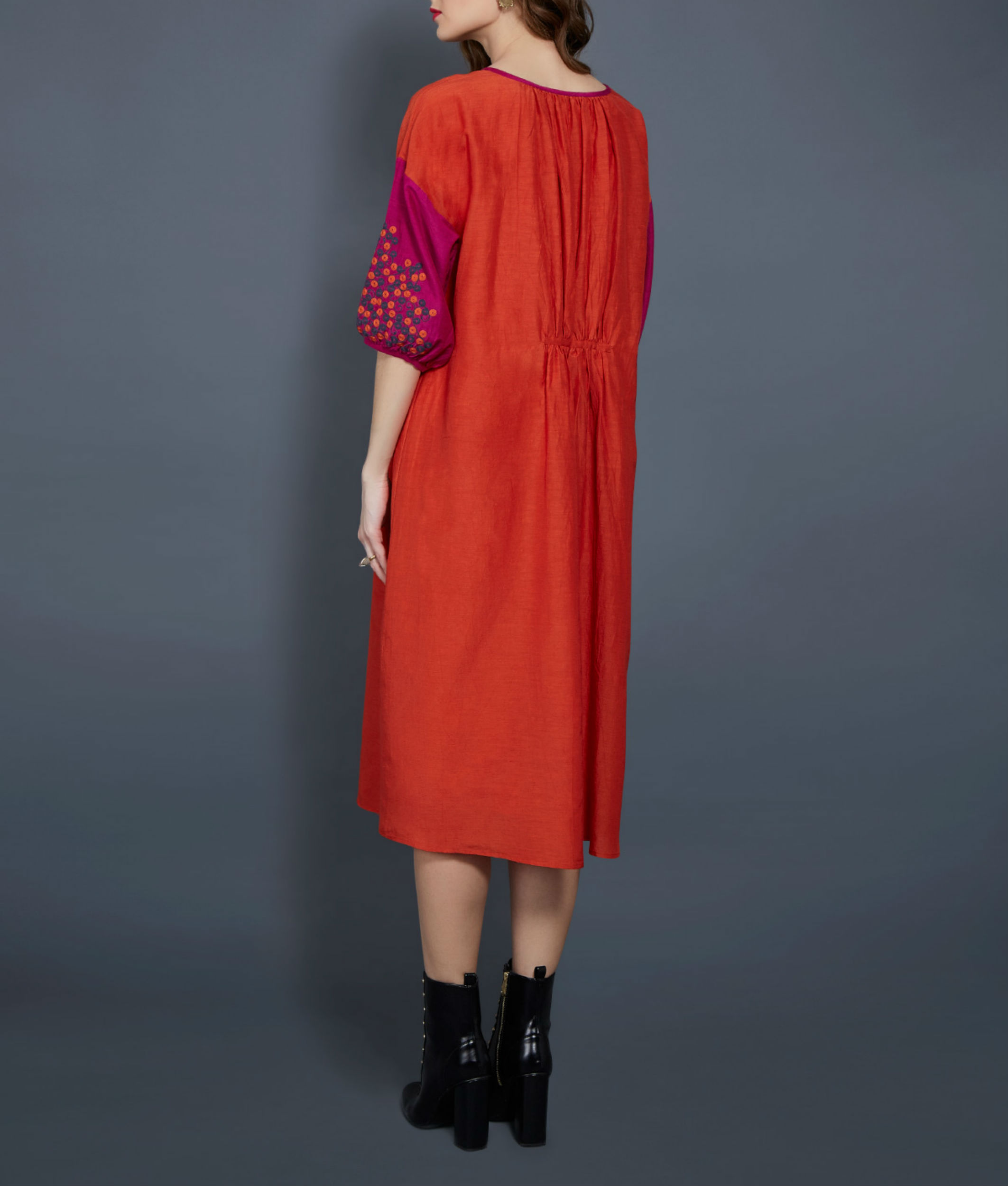 Orange tunic with contrast sleeves by Ritu Jain Singh | The Secret Label