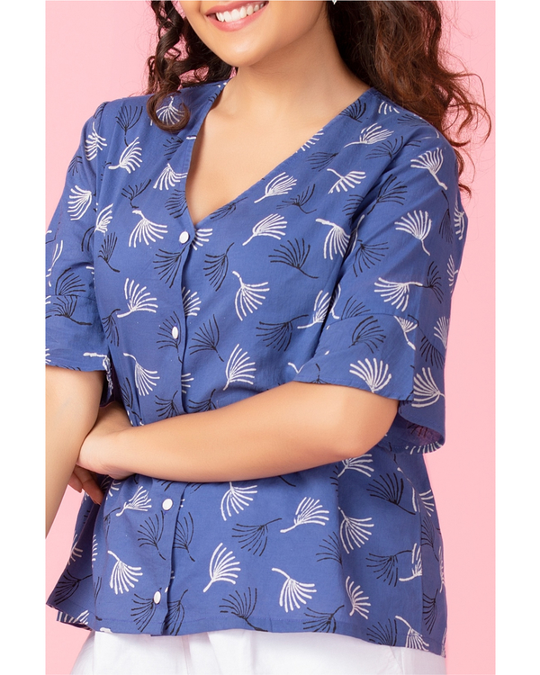 Azure blue feather shirt by Twirl Studio | The Secret Label