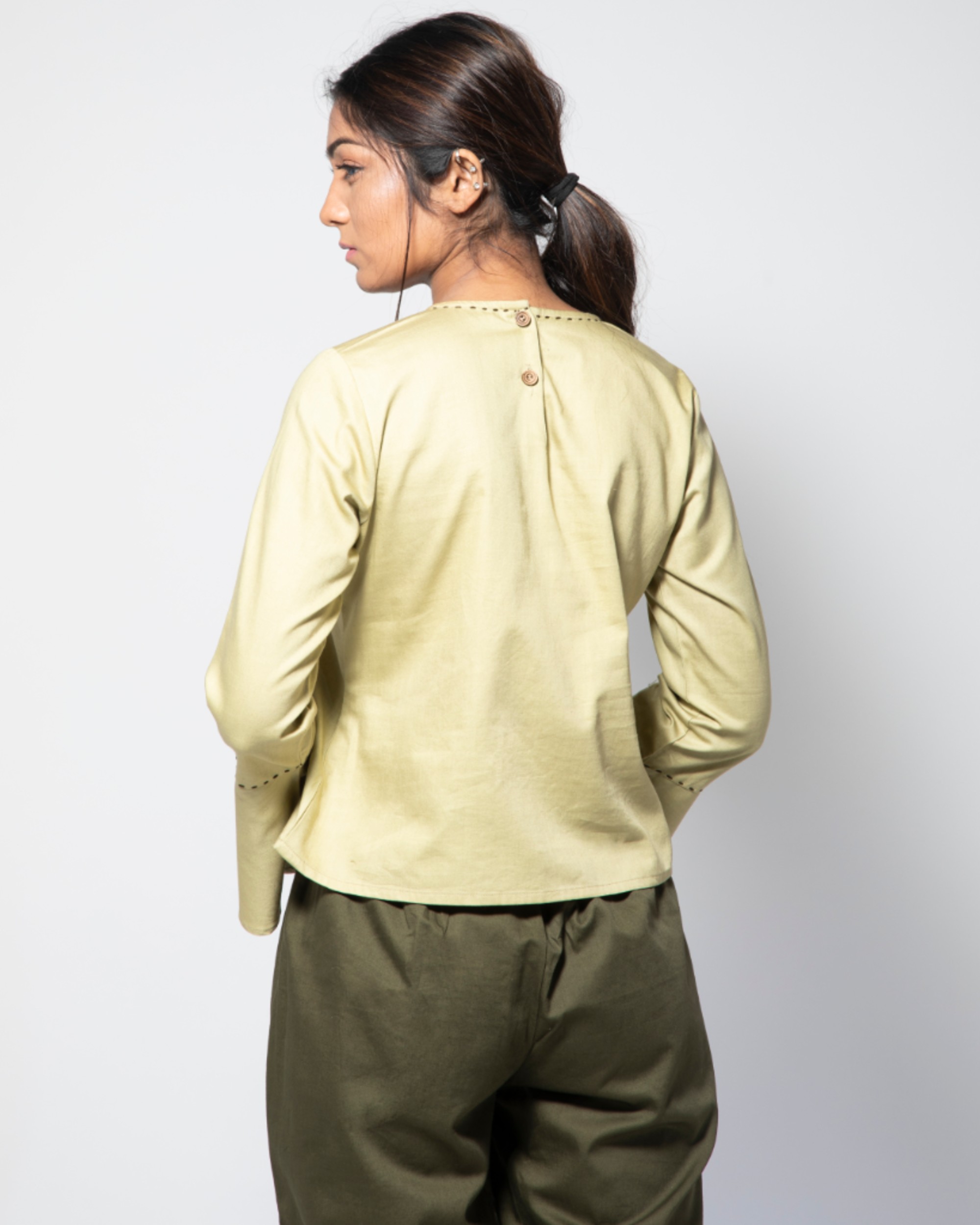 Light olive green crop top by Santav | The Secret Label