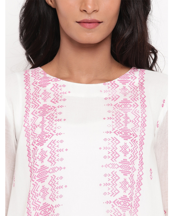White and pink panel printed dress by trueBrowns | The Secret Label