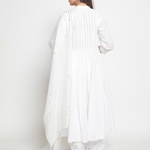 White badla work kalidar kurta and pants with dupatta- Set Of Three by ...