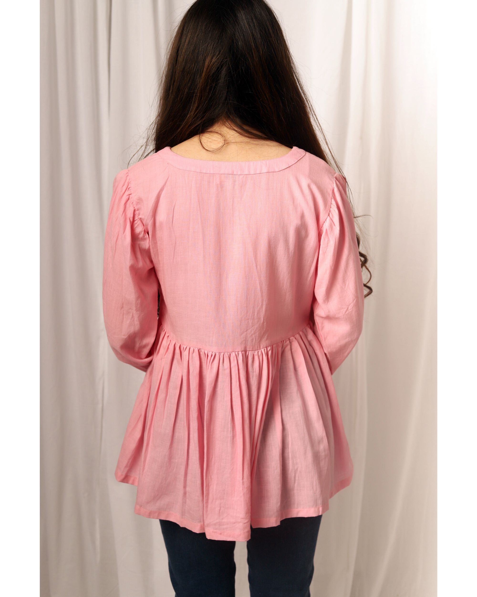 Pink gathered pin tuck top by Sparrow | The Secret Label