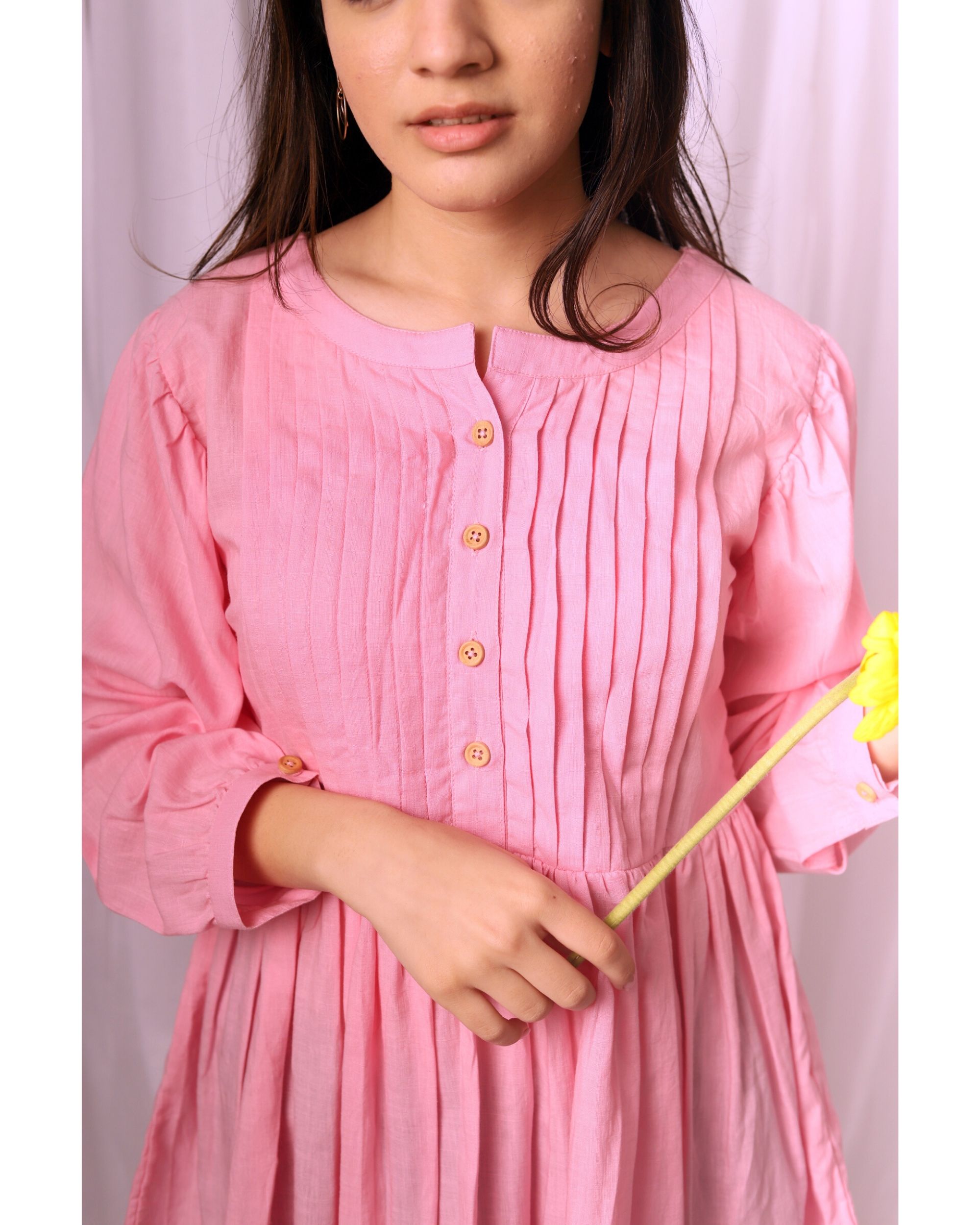 Pink gathered pin tuck top by Sparrow | The Secret Label