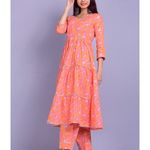 Peach phool jaal anarkali kurta and palazzo- Set Of Two by Kiswah Clothing | The Secret Label
