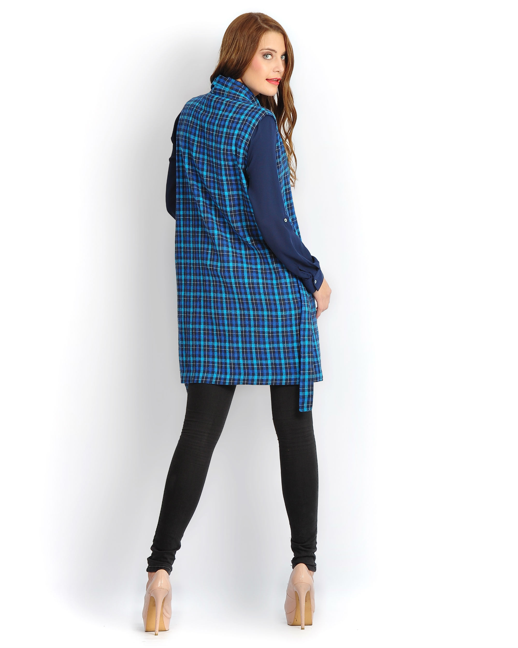 Blue check sleeveless tunic by Chique | The Secret Label