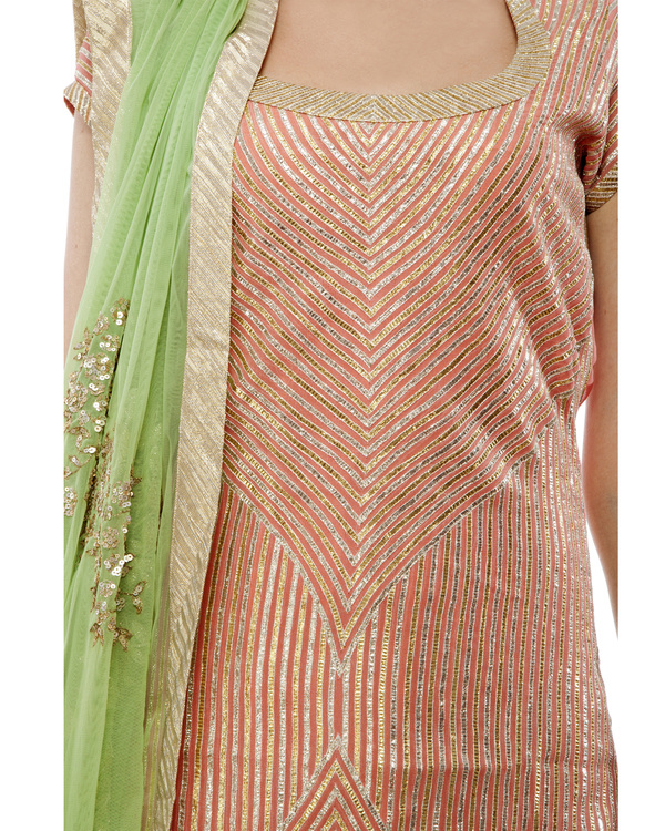 Coral Gotasheen kurta set by Amrita Thakur | The Secret Label