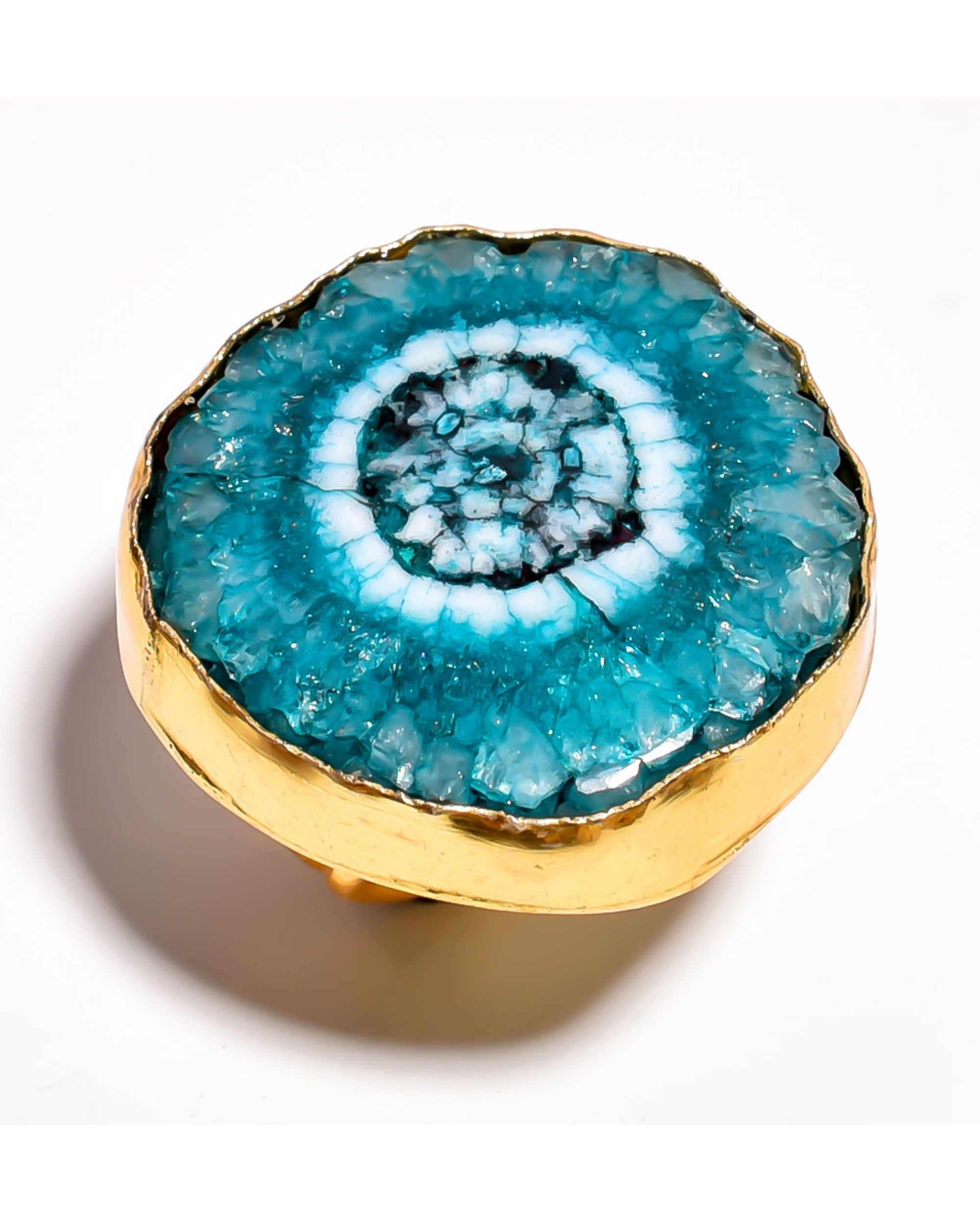 Sea green solar cocktail ring by Beaded And Wrapped | The Secret Label