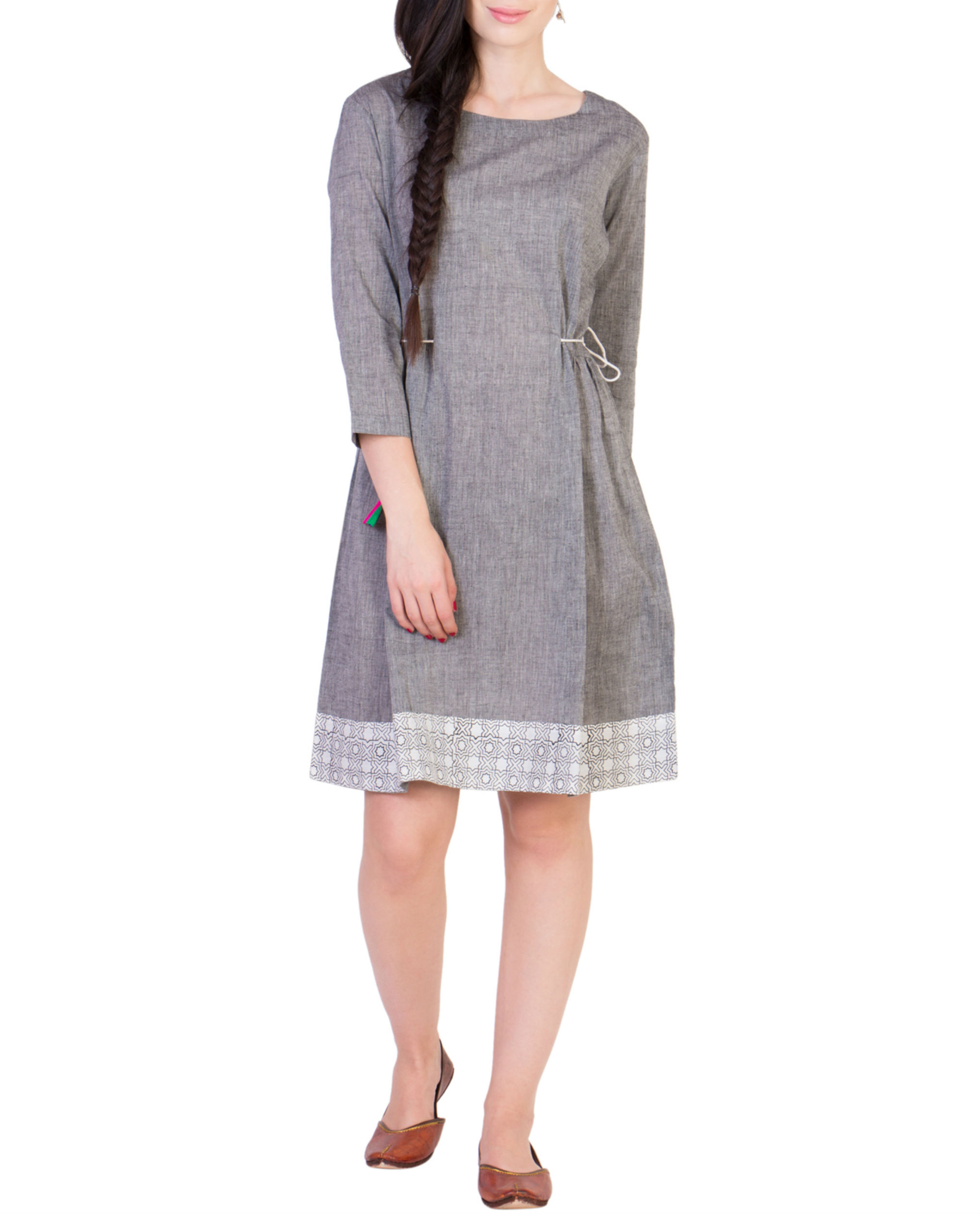 Grey tunic with printed border by ANS | The Secret Label