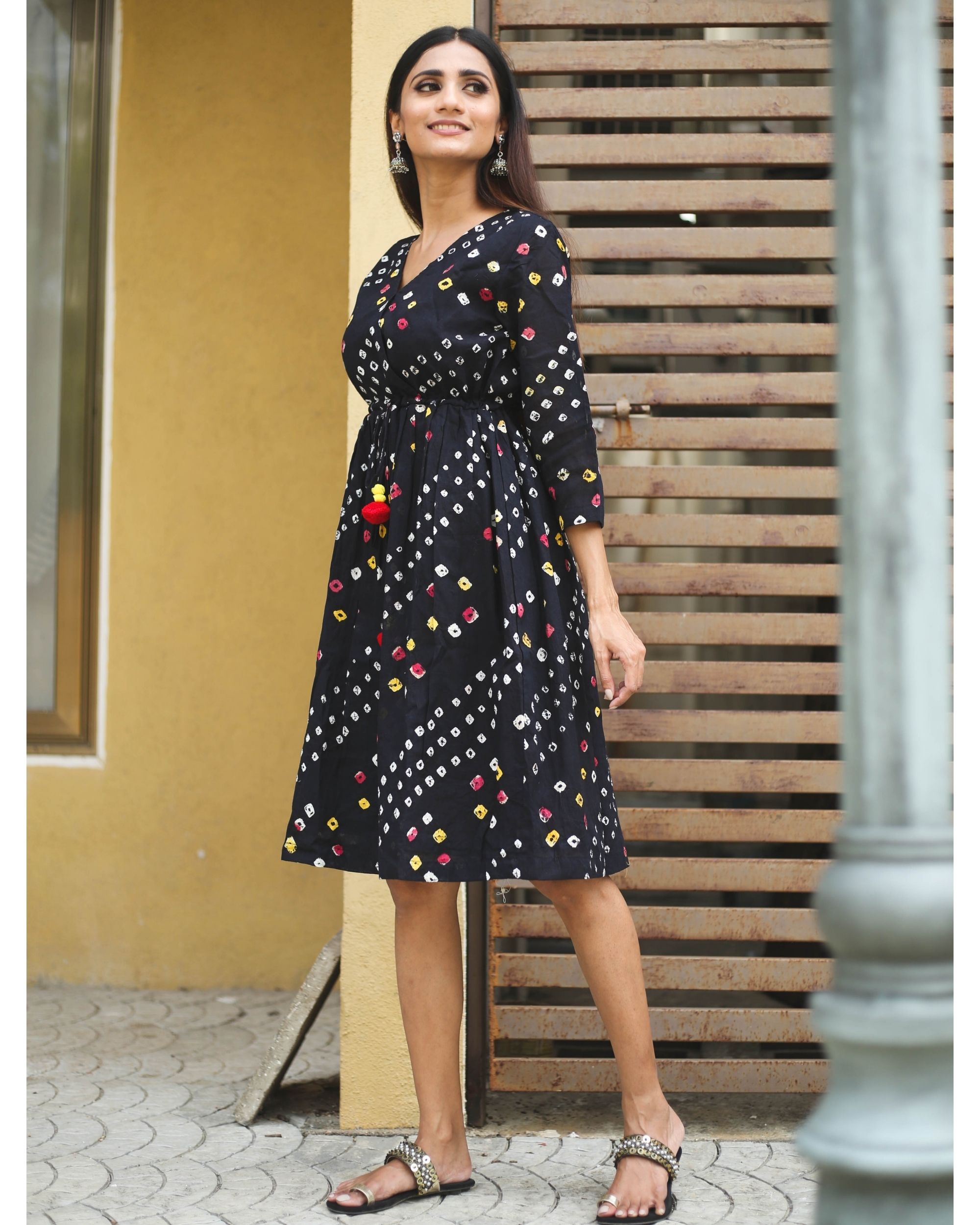 Black bandhani dress by Shreetatvam | The Secret Label