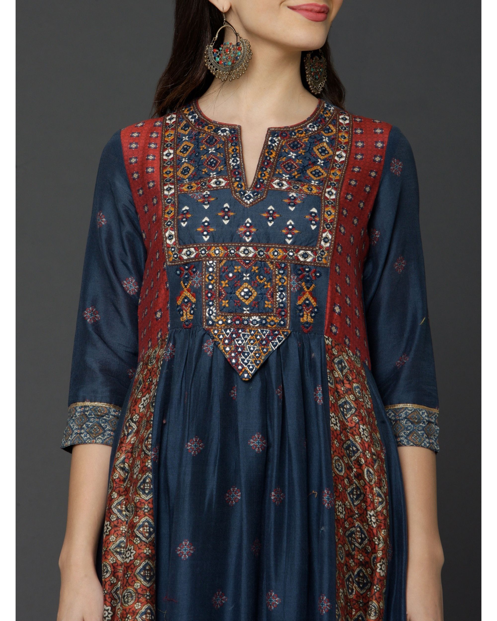 Blue digital dress by Ojas Designs | The Secret Label