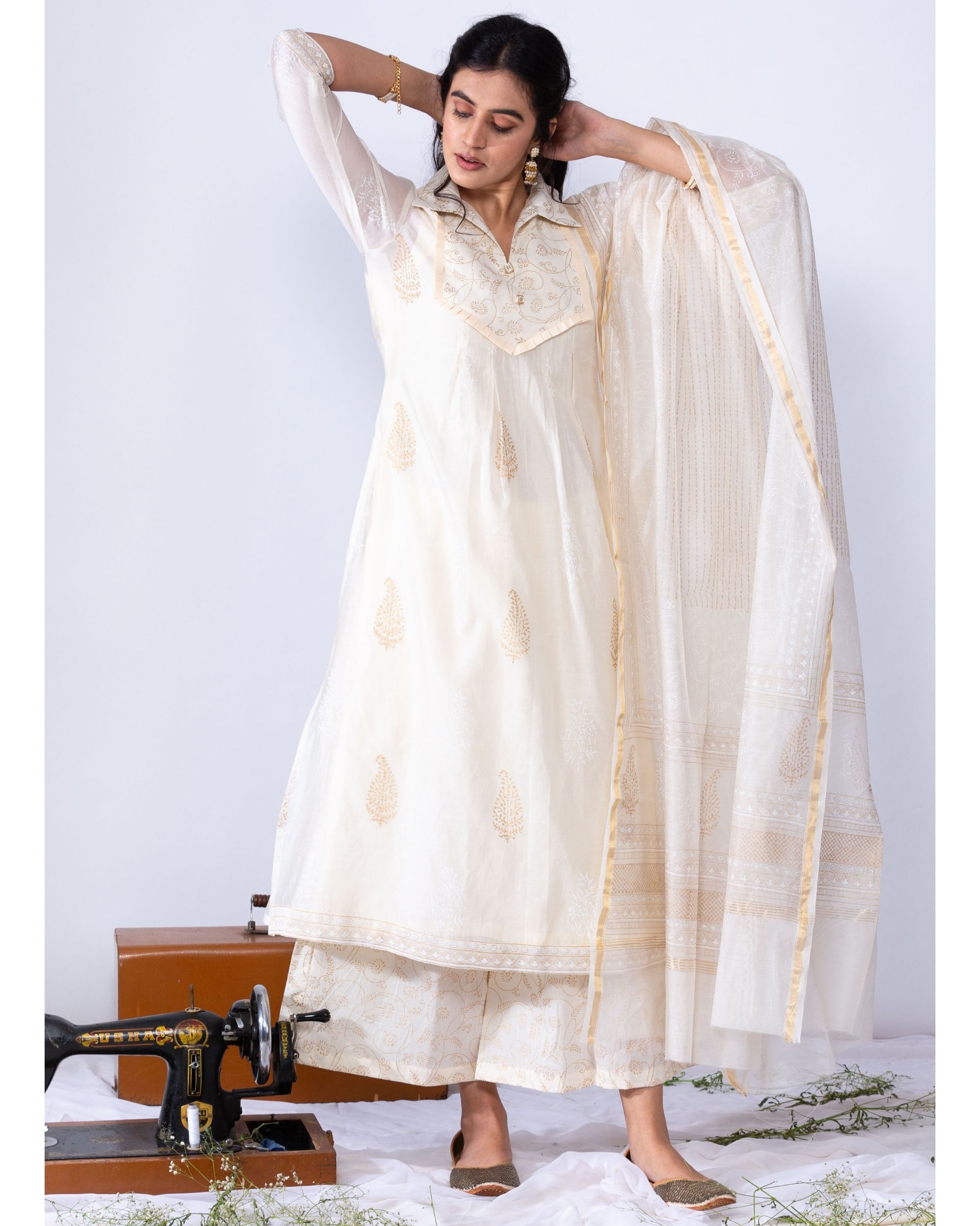 Sunheri suit set - set of three by Shrinkhla | The Secret Label