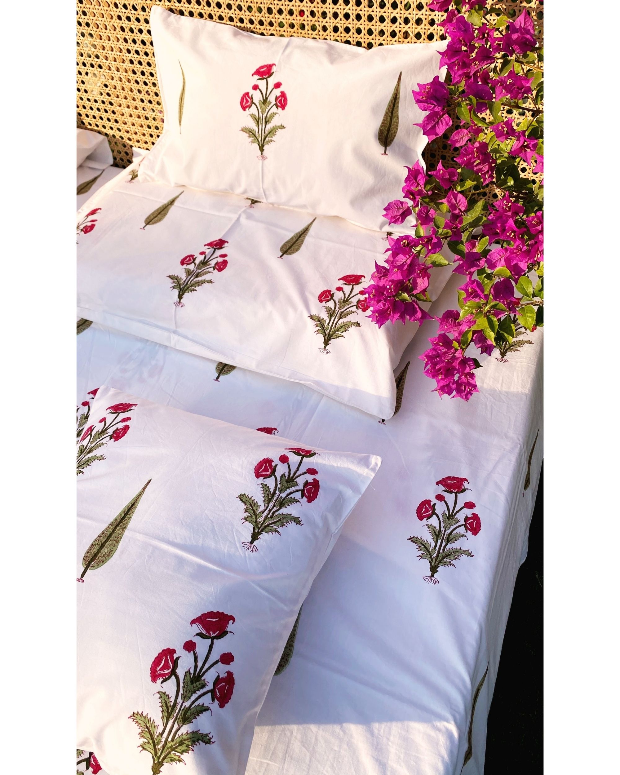 Pink cypress bed sheet with 2 pillow covers - set of three by Avaasya ...