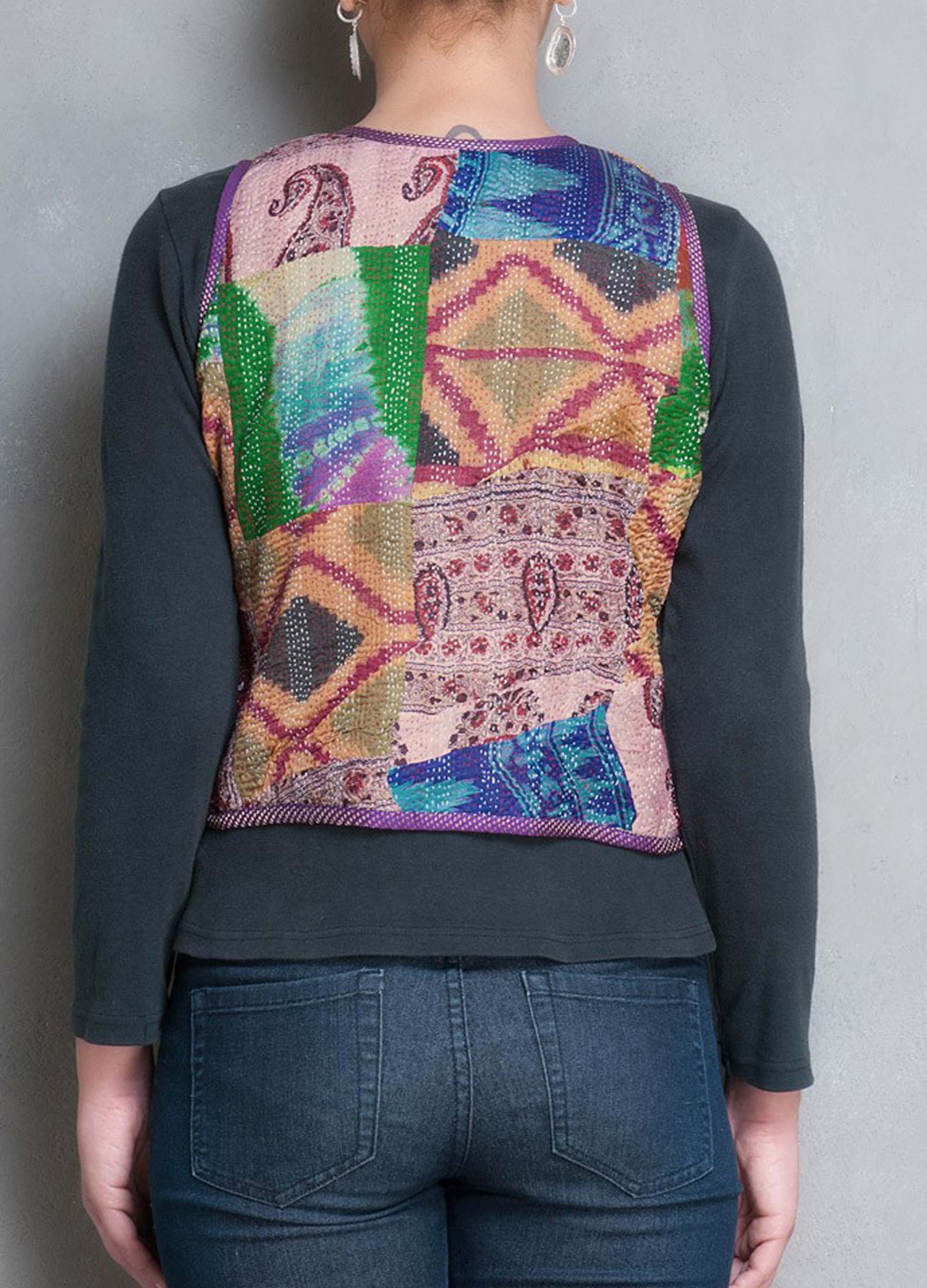 Purple Kantha Embroidered Jacket by Simply Kitsch | The Secret Label