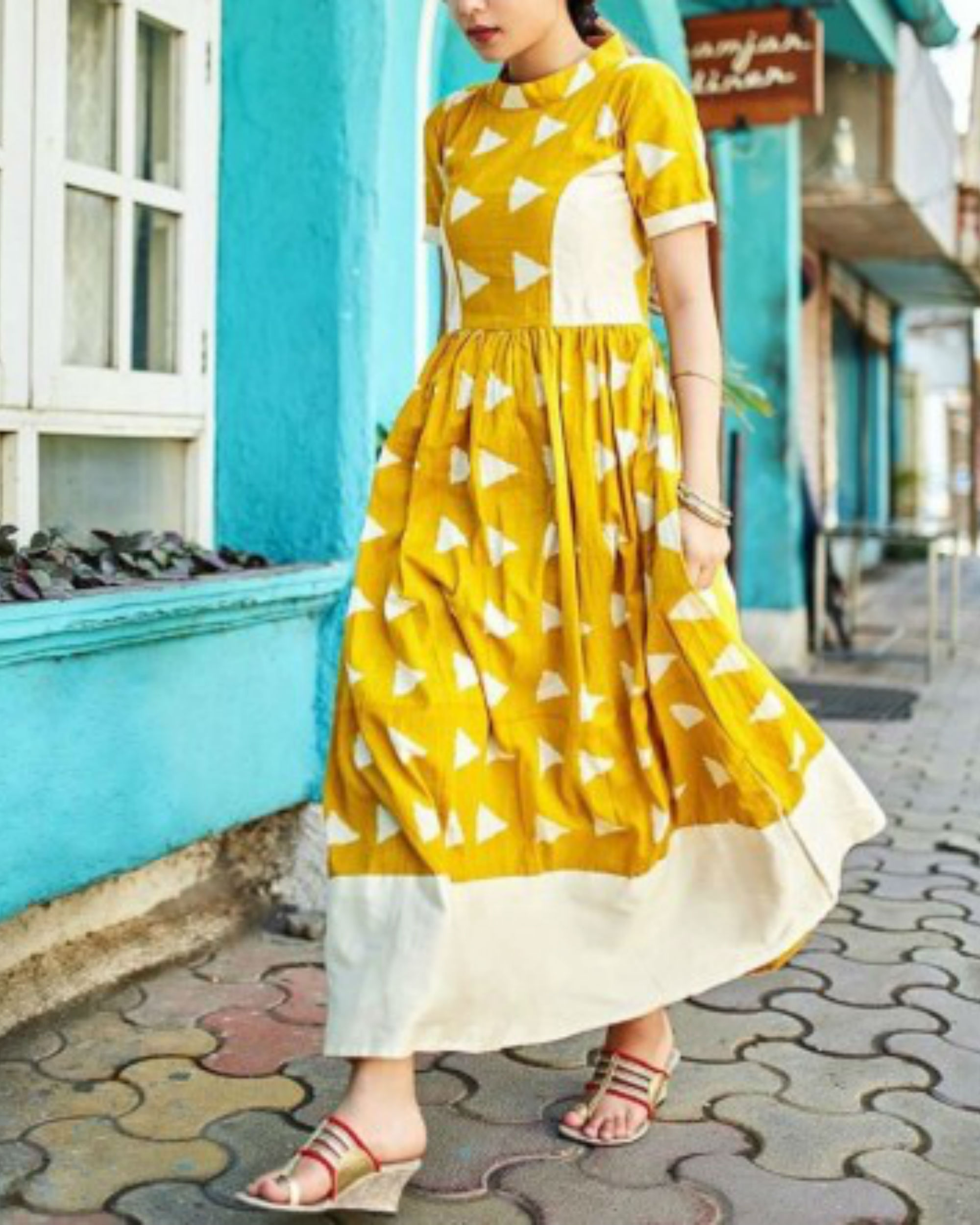 Yellow block dress by Tie & Dye Tale | The Secret Label
