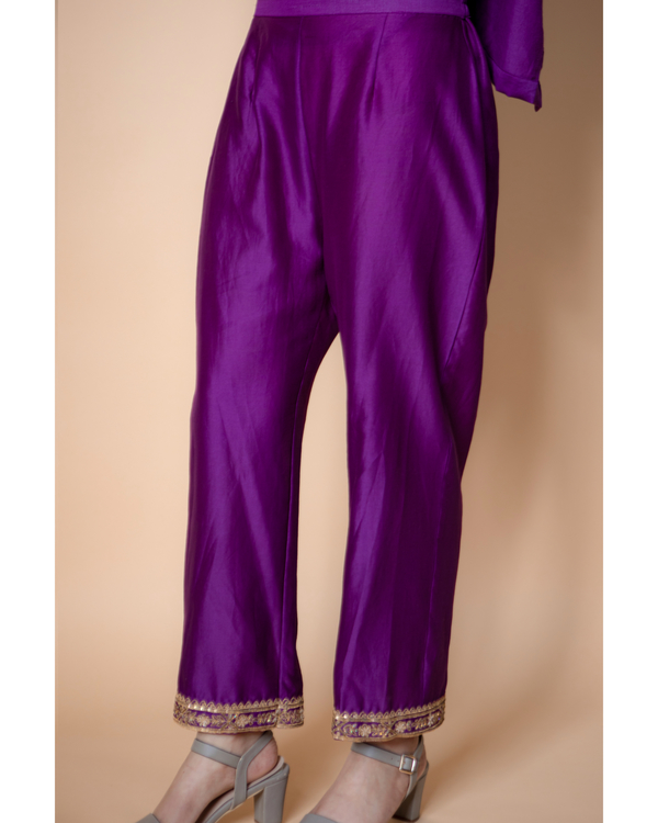 Violet embroidered pants by Ikshita Choudhary | The Secret Label