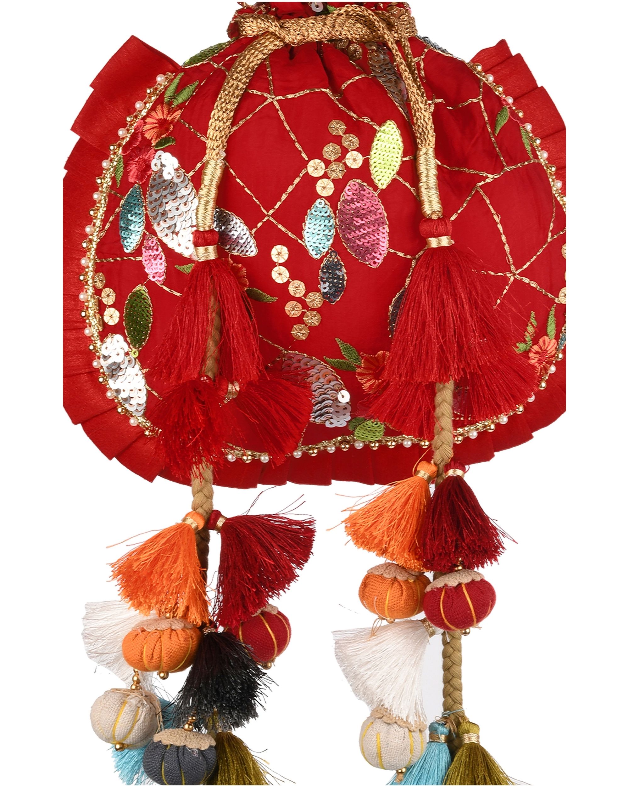 Red frill potli by Miar | The Secret Label