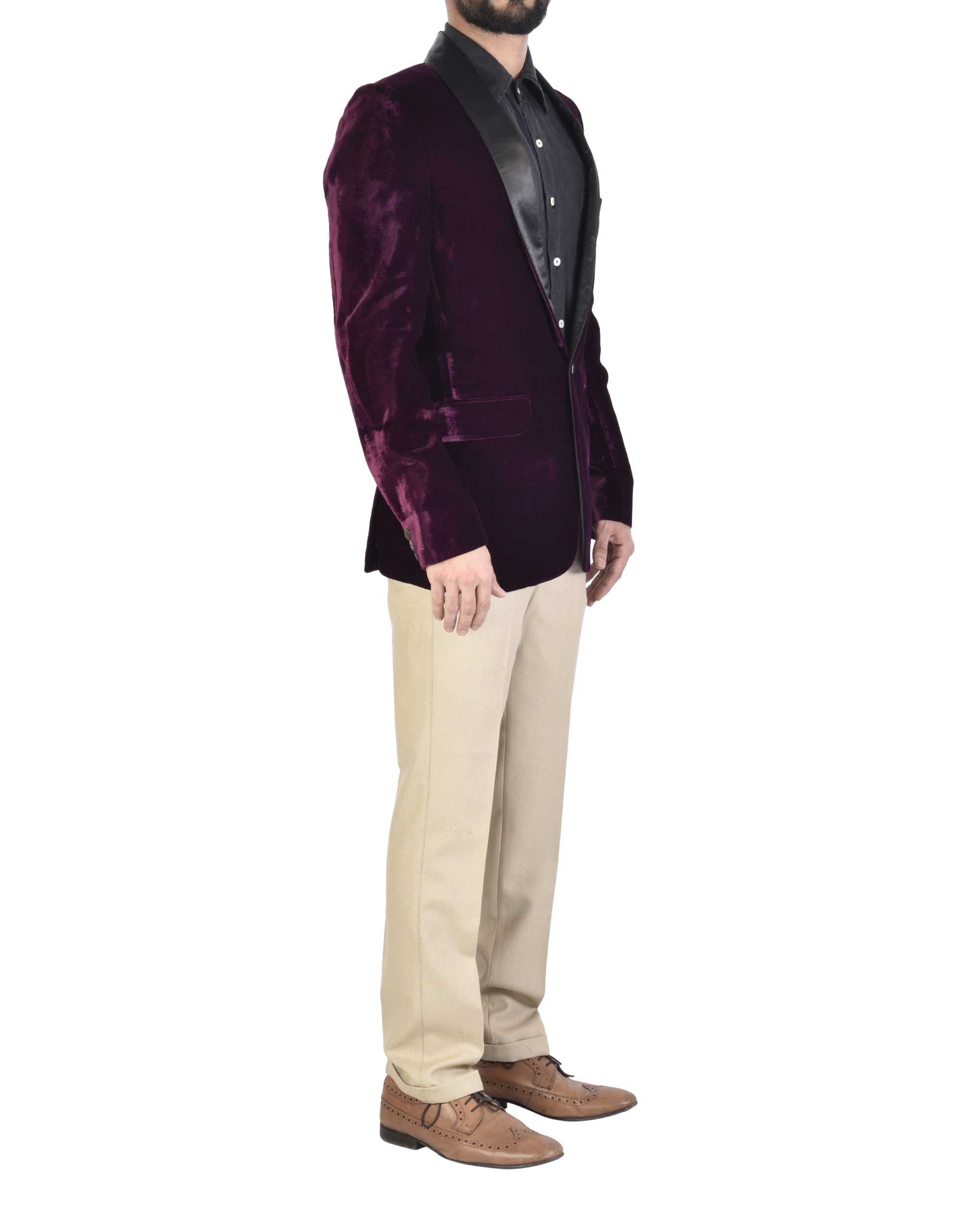 Violet cotton shawl collar jacket by Shravan Ramaswamy | The Secret Label