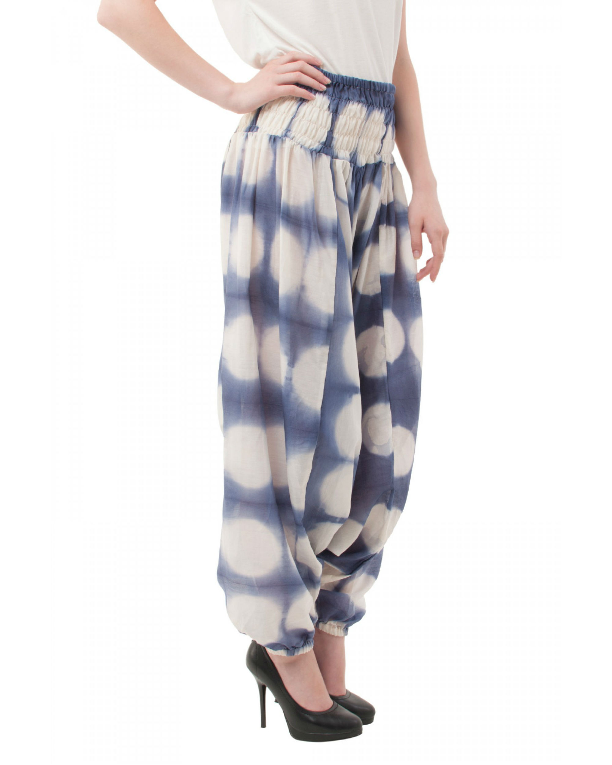 Hand dyed shibori harem pants by Free Living | The Secret Label