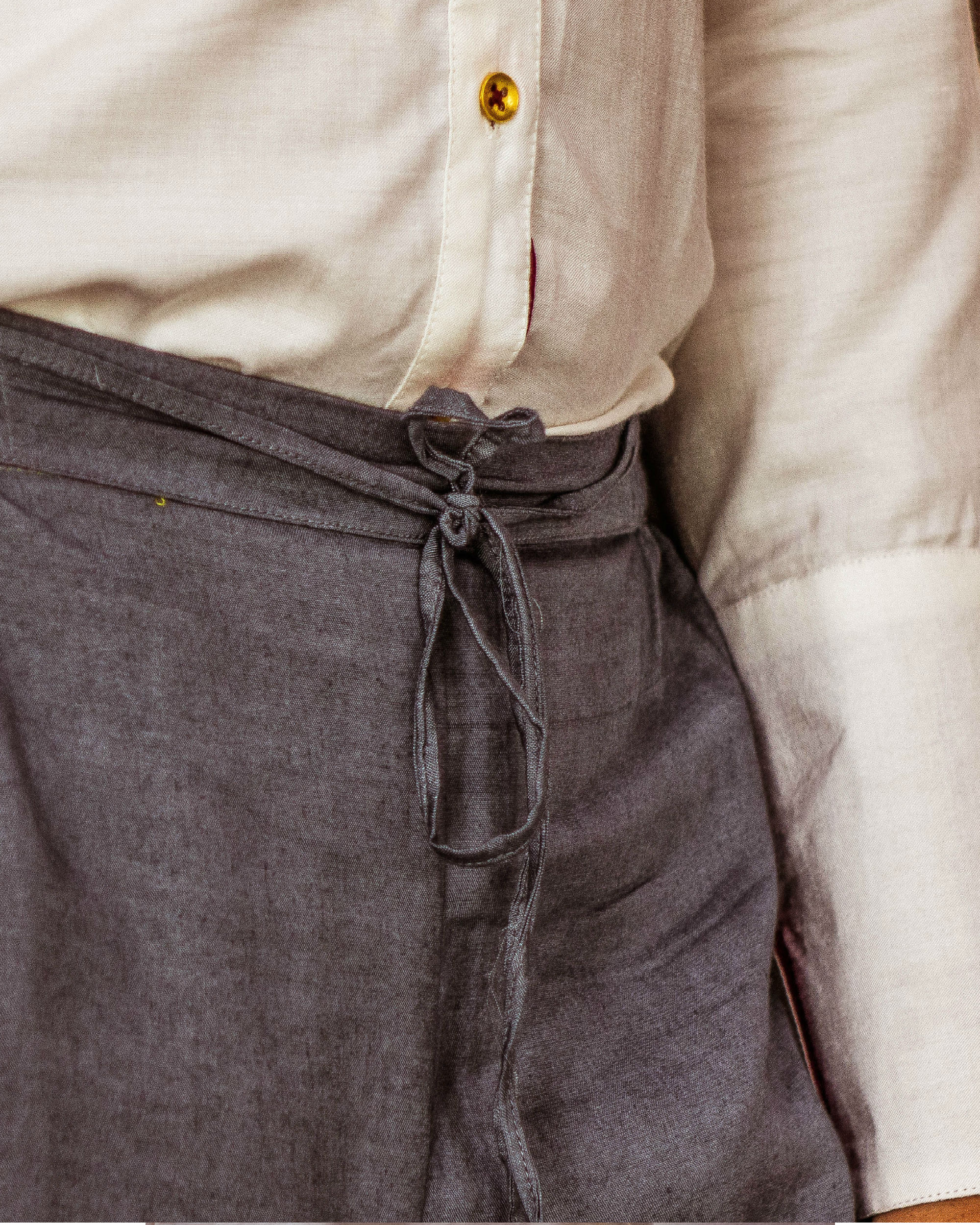 Grey pants with draw strings by Medhya | The Secret Label