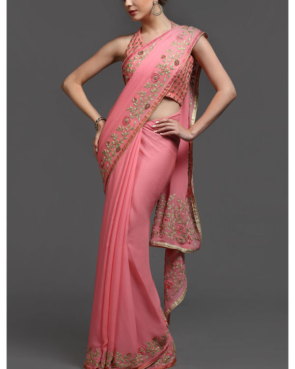 Rosy affair sari by Kyra by Nina and Deepika | The Secret Label
