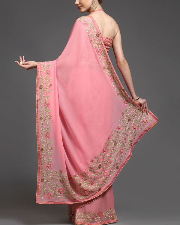 Rosy affair sari by Kyra by Nina and Deepika | The Secret Label