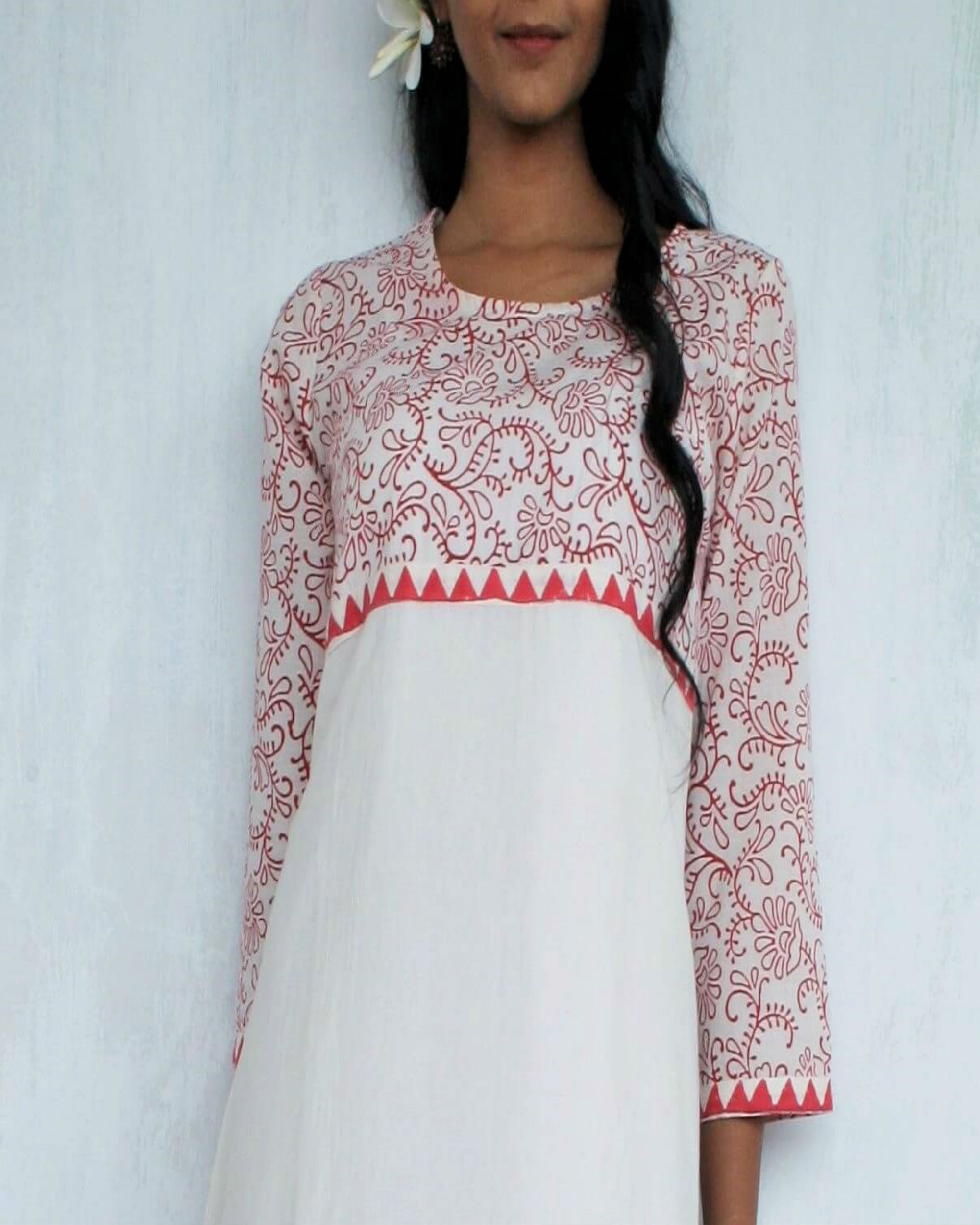 Ivory red flared dress by Chidiyaa | The Secret Label