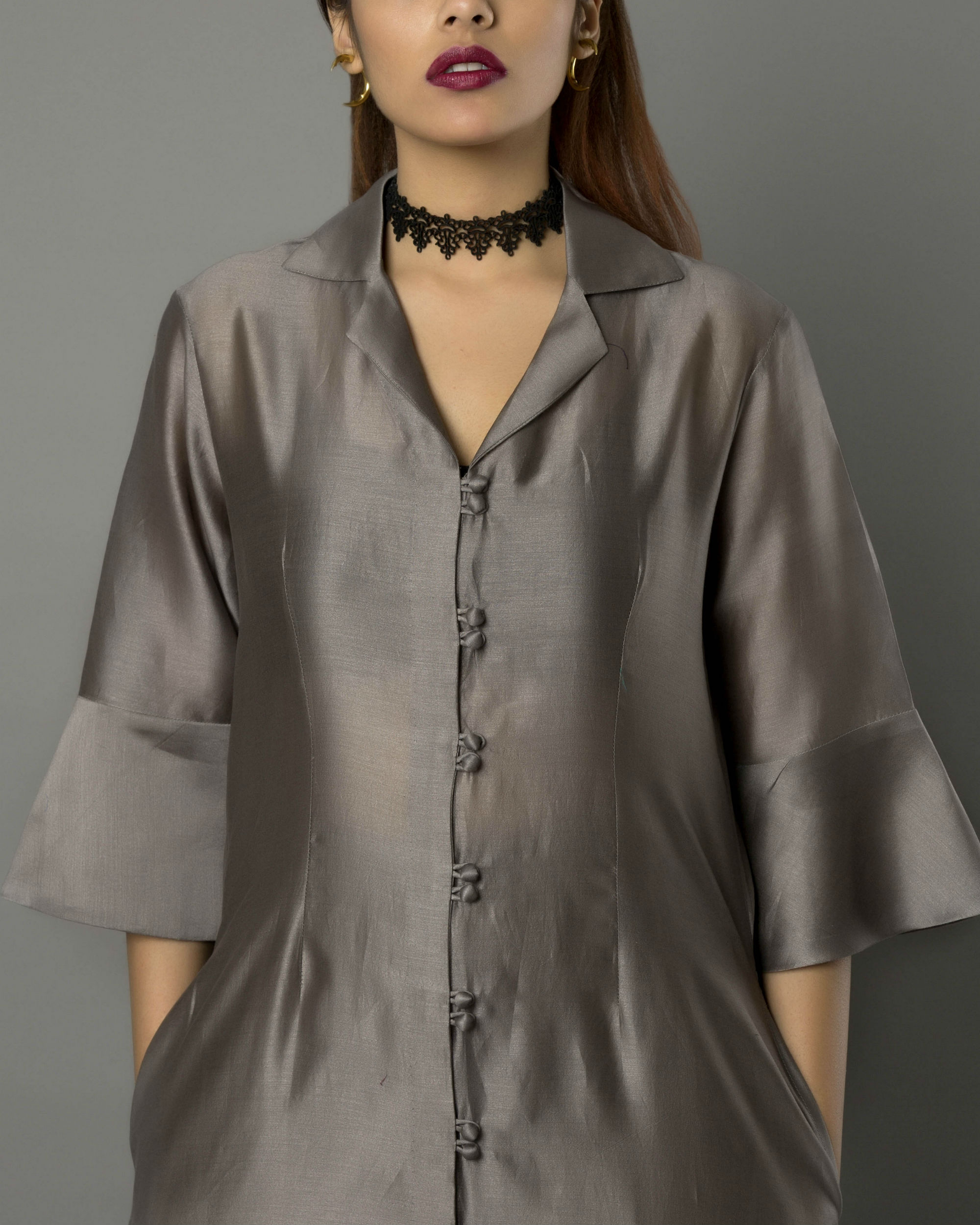 Vira grey kurta set by Ritu Jain Singh | The Secret Label