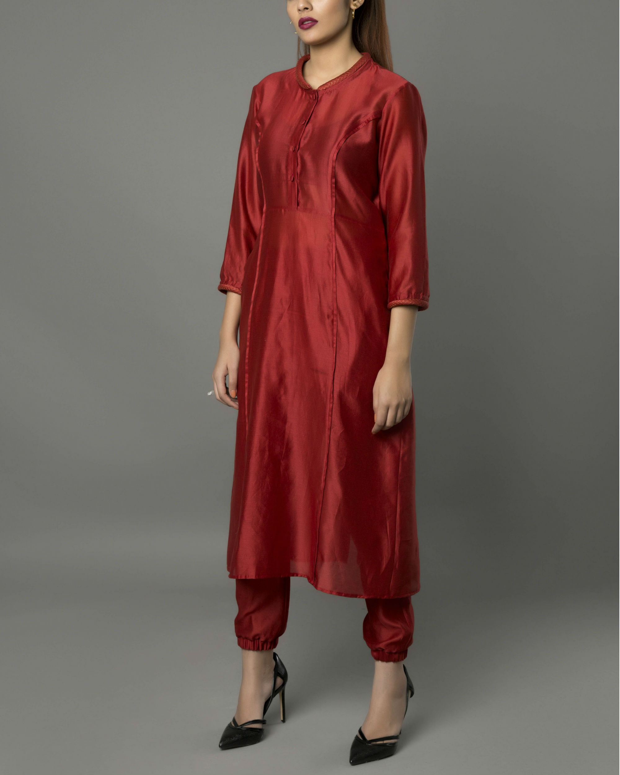Sico red kurta set by Ritu Jain Singh | The Secret Label
