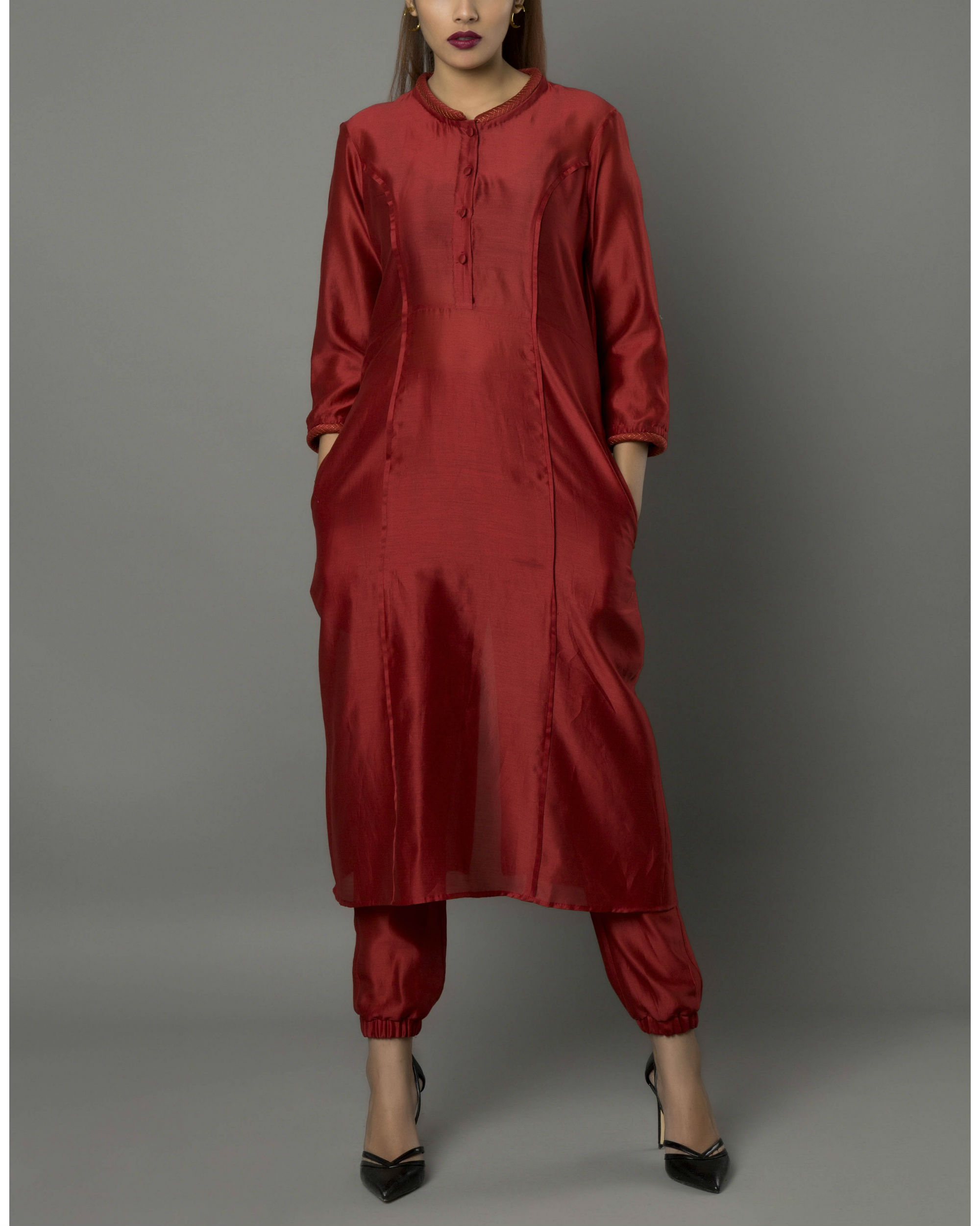 Sico red kurta set by Ritu Jain Singh | The Secret Label