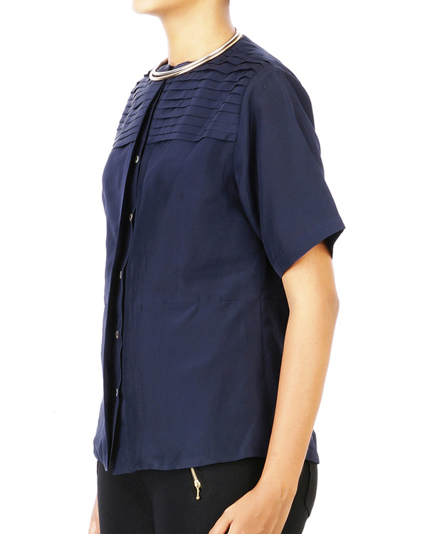 Navy pleated top by Six Buttons Down | The Secret Label