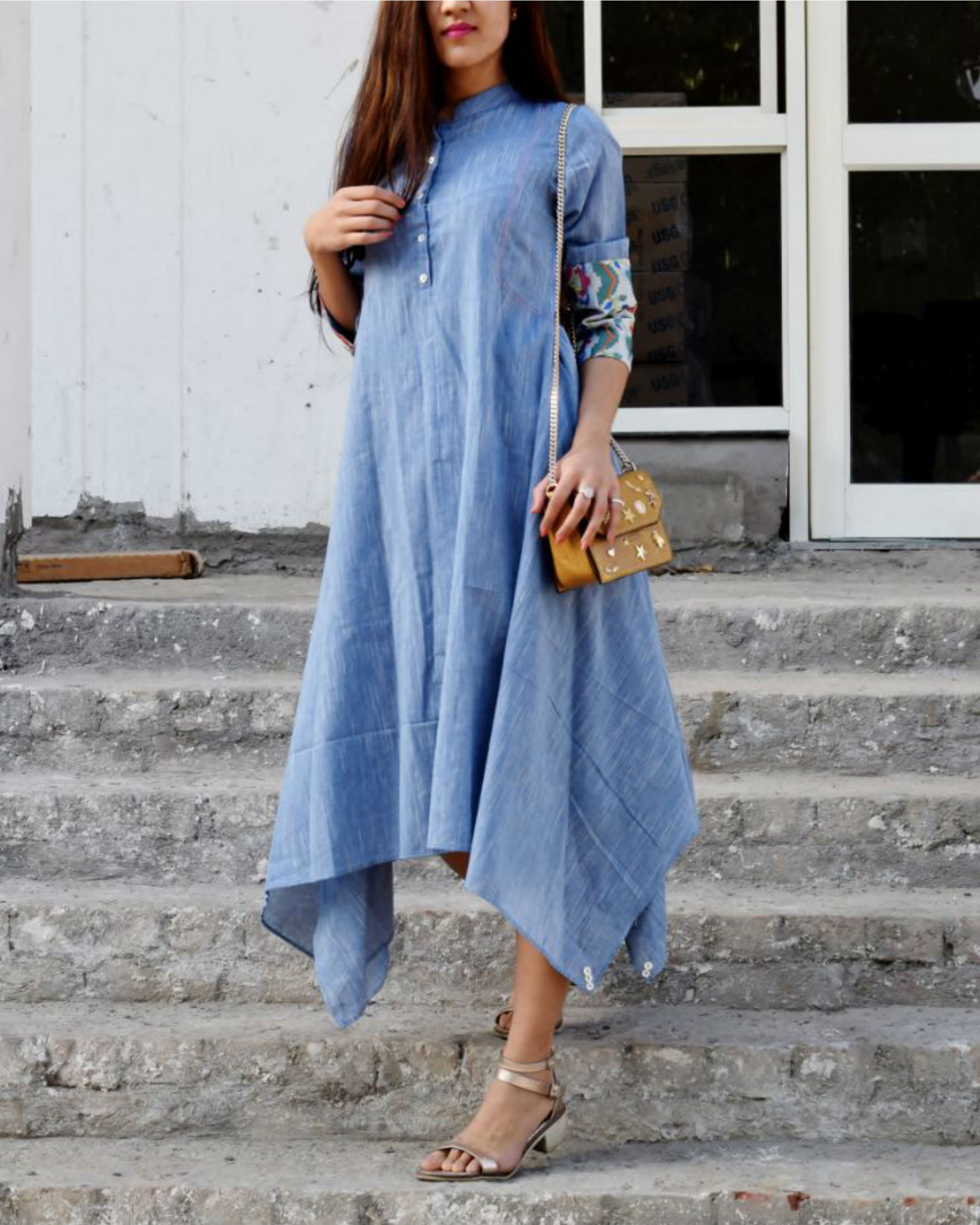 Ocean blue embroidered boho tunic by Keva | The Secret Label