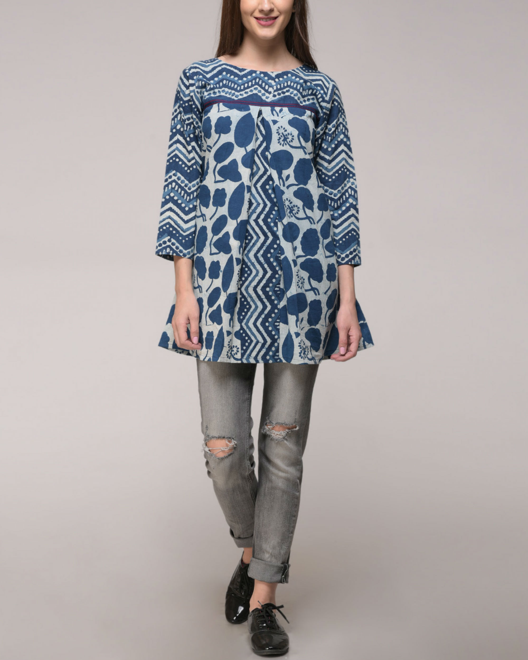 Indigo pleated top by Simply Kitsch | The Secret Label