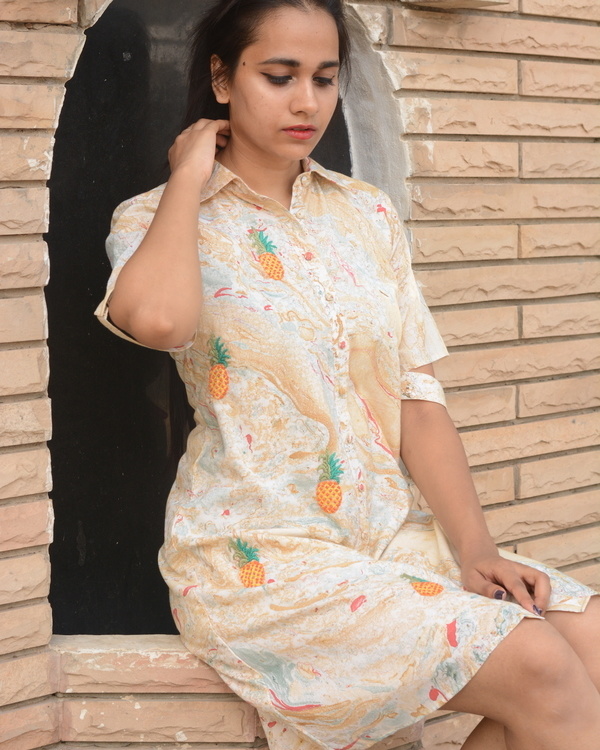 Embroidered marble dress by Kapraaha | The Secret Label